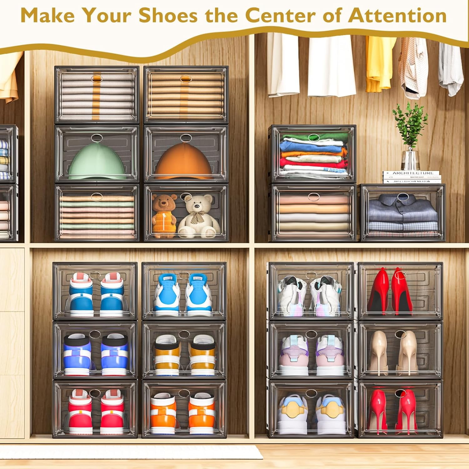 Large Clear Shoe Boxes Organizer【Thicker Material】 Stronger Shoe Box ...