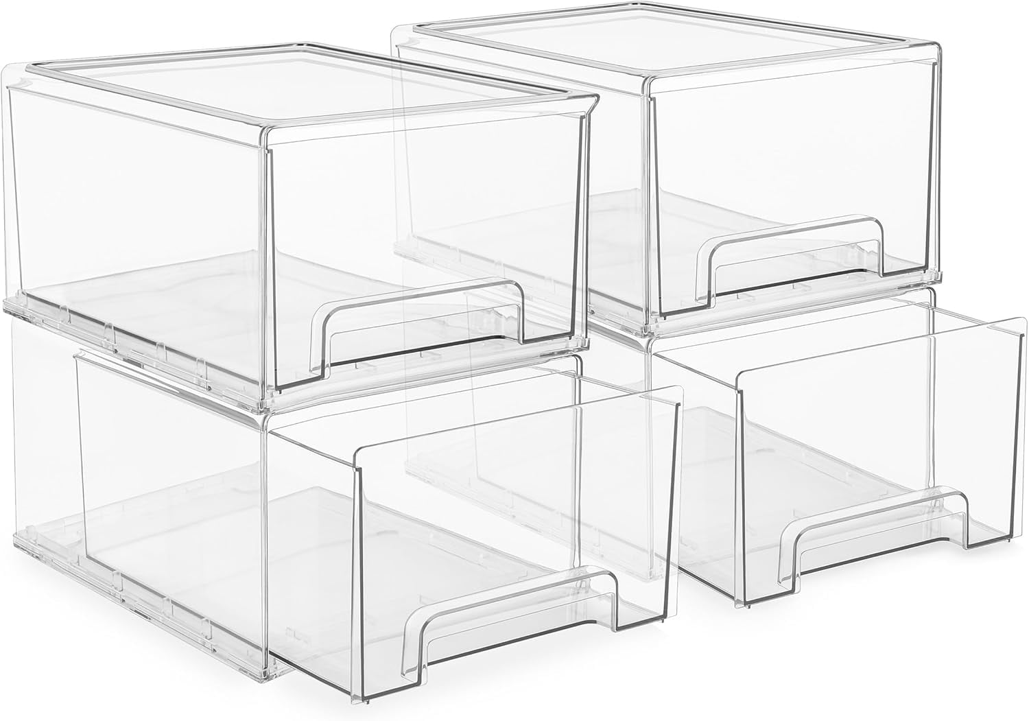 Large Clear Stackable Storage Drawers – 4-Pack Plastic Drawers for ...