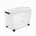 Large Clear Storage Bins with Lids and Wheels, 4-Pack Stackable Plastic ...