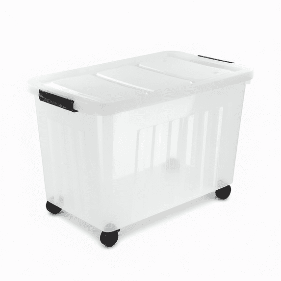 Large Clear Storage Bins with Lids and Wheels, 4-Pack Stackable Plastic ...