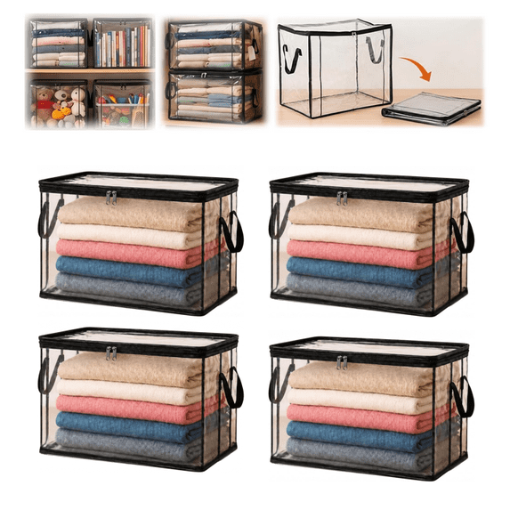 Large Clear Thick Plastic Storage Box with Hinged Lid, Large Heavy Duty ...