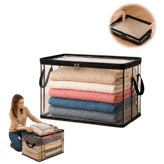Large Clear Thick Plastic Storage Box with Hinged Lid, Large Heavy Duty ...