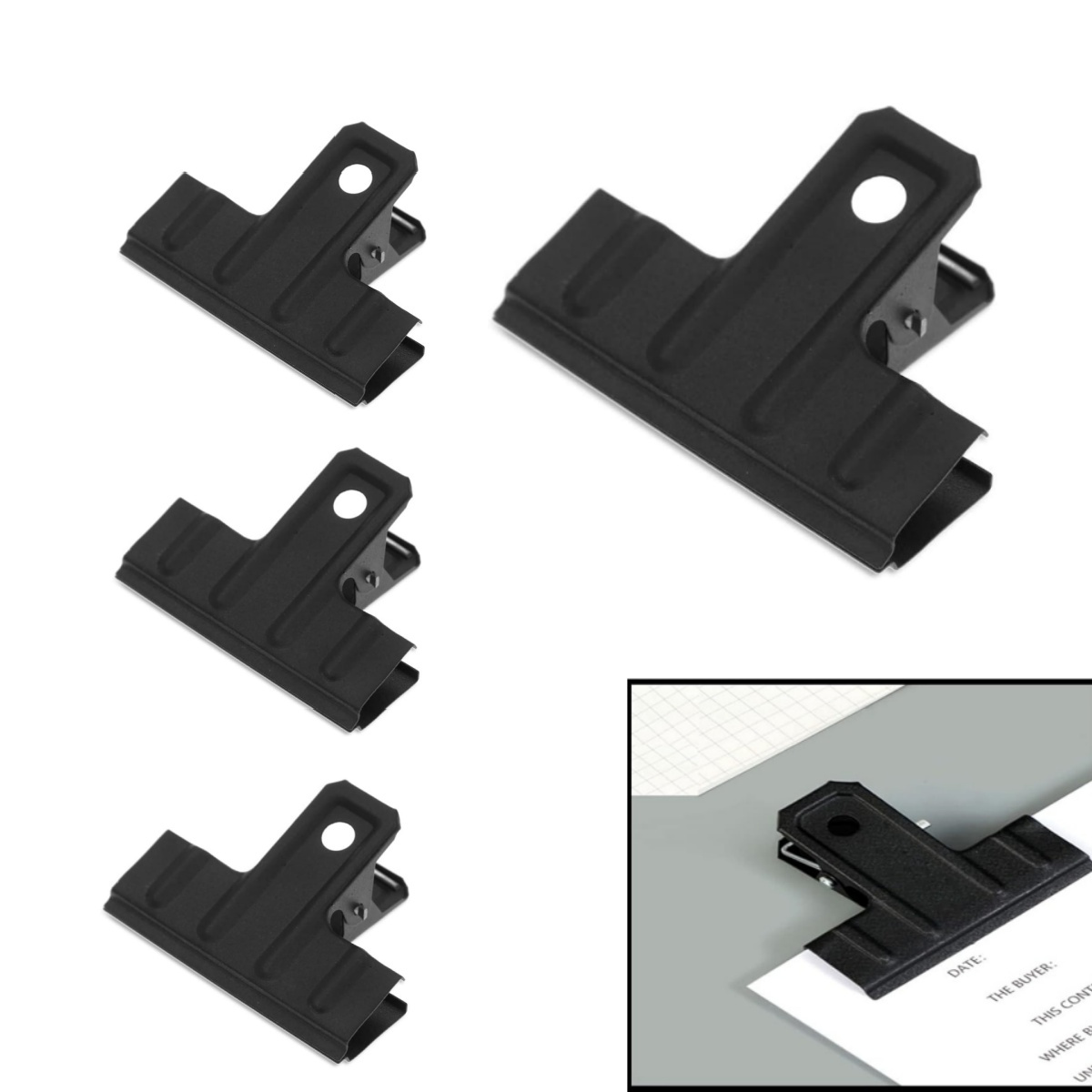 Large Clips,Pack of 4 Large Black Bull Binder Paper Clips for Kitchen ...