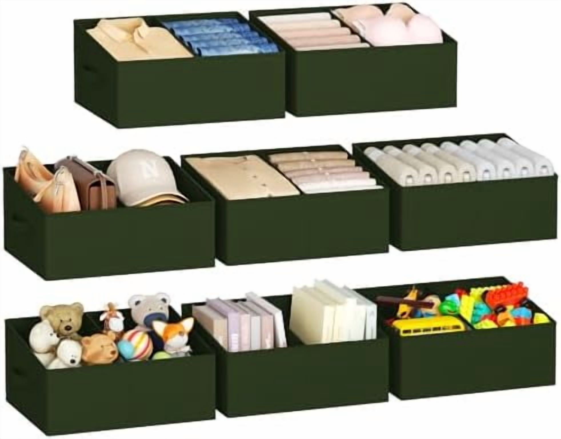 Large Closet Shelf Organizer Bins 8 Packs with Handles and Divider ...