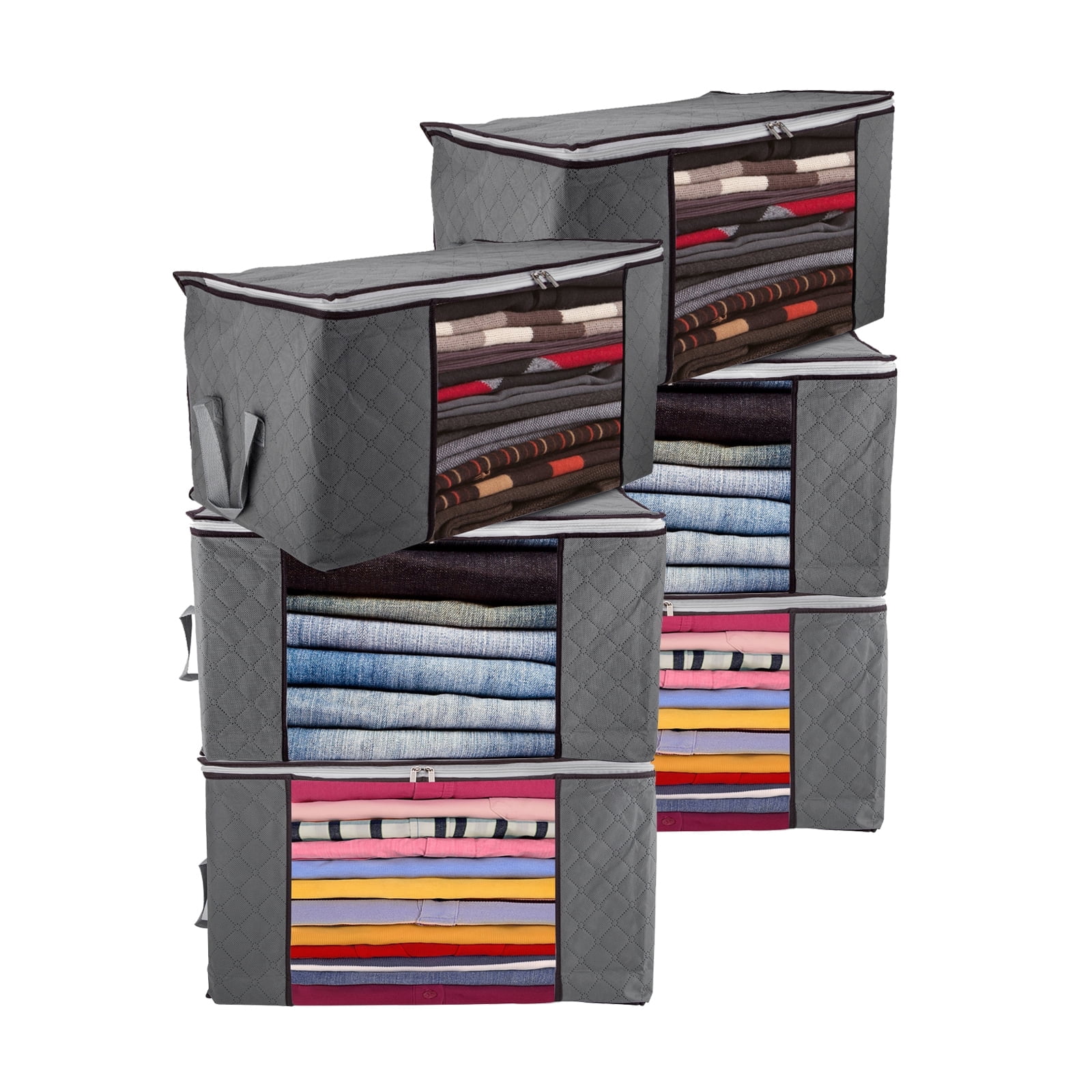Large Clothes Storage Bags, Keylever 6 Pack 90L Foldable Closet ...