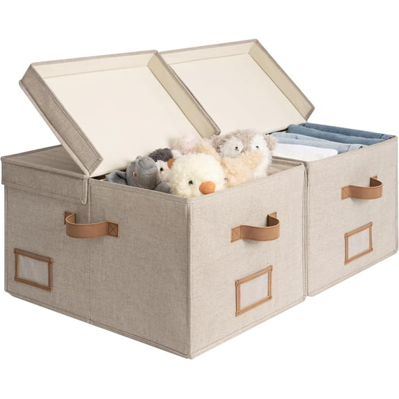 Large Clothes Storage Bins, Fabric Boxes with Divider Board, Baskets ...