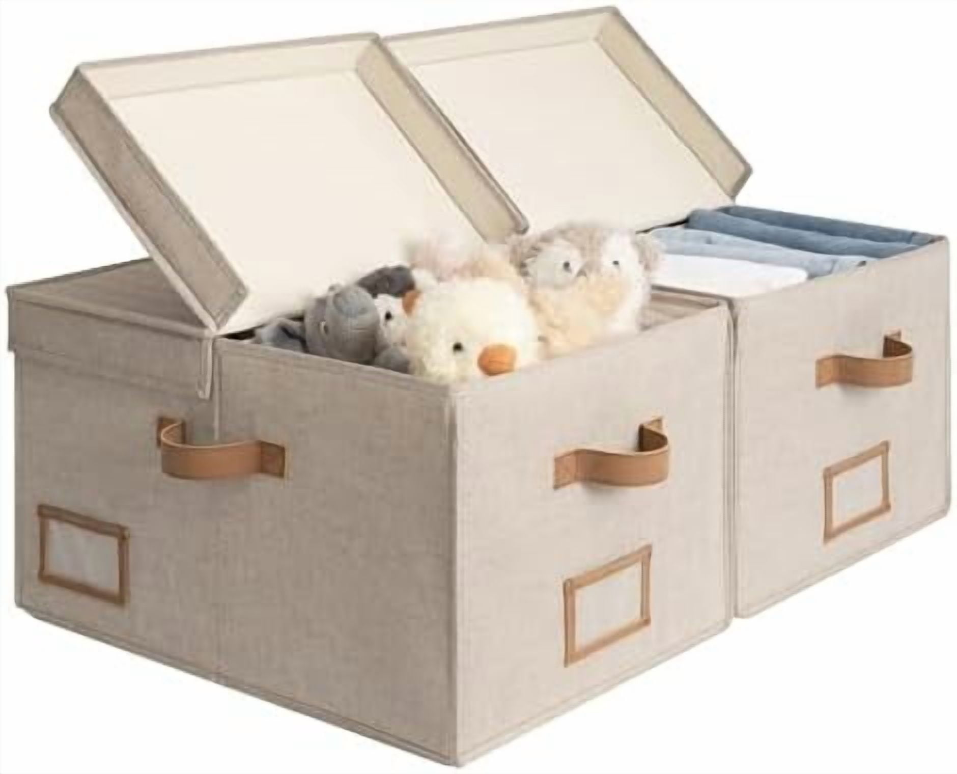 Large Clothes Storage Bins, Fabric Boxes with Divider Board, Baskets ...