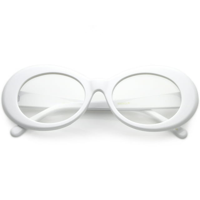 Large Clout Goggles Thick Oval Eyeglasses Clear Lens 53mm (White ...