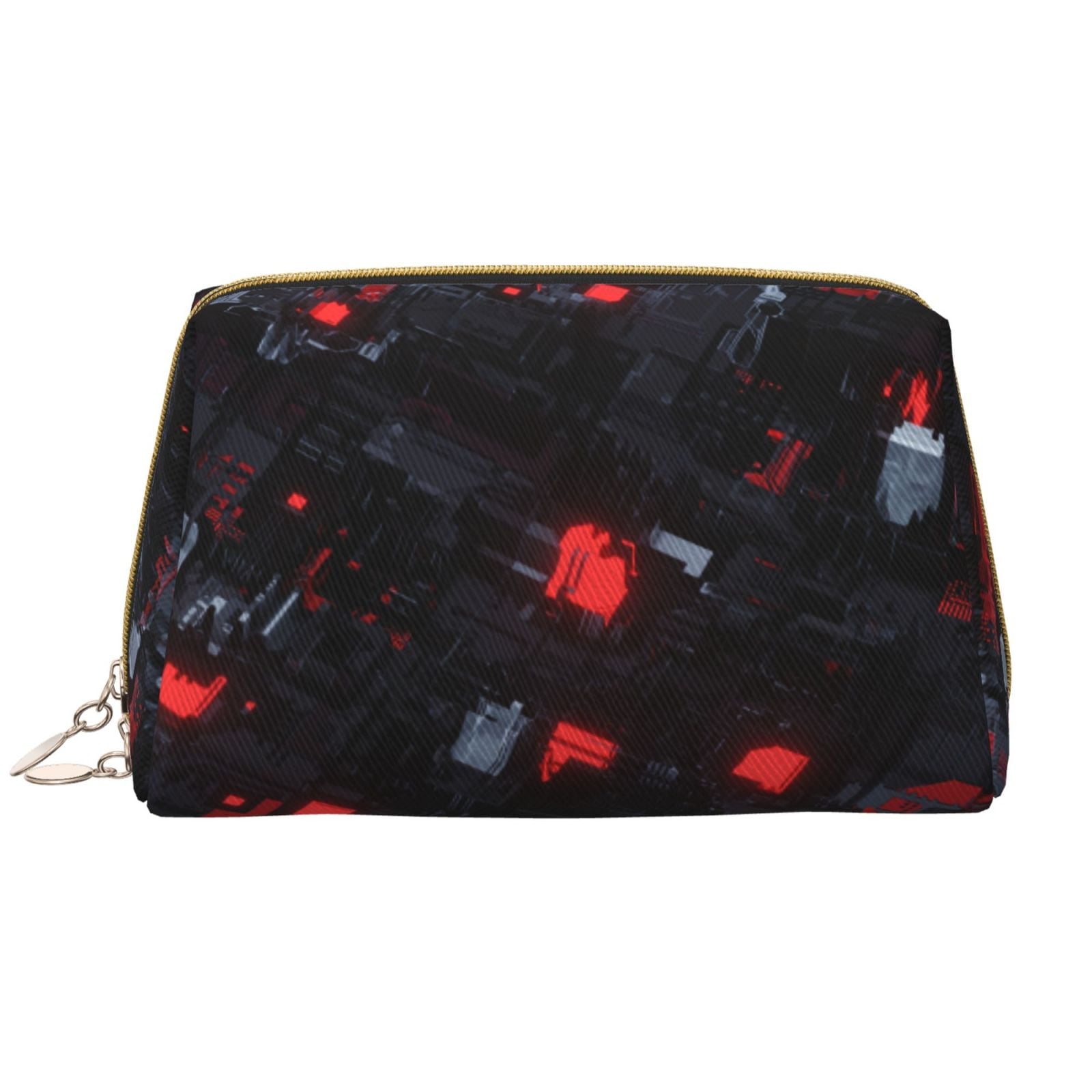 YFYANG Large Clutch Leather Makeup Bag, Red Sci-Fi Future Travel ...