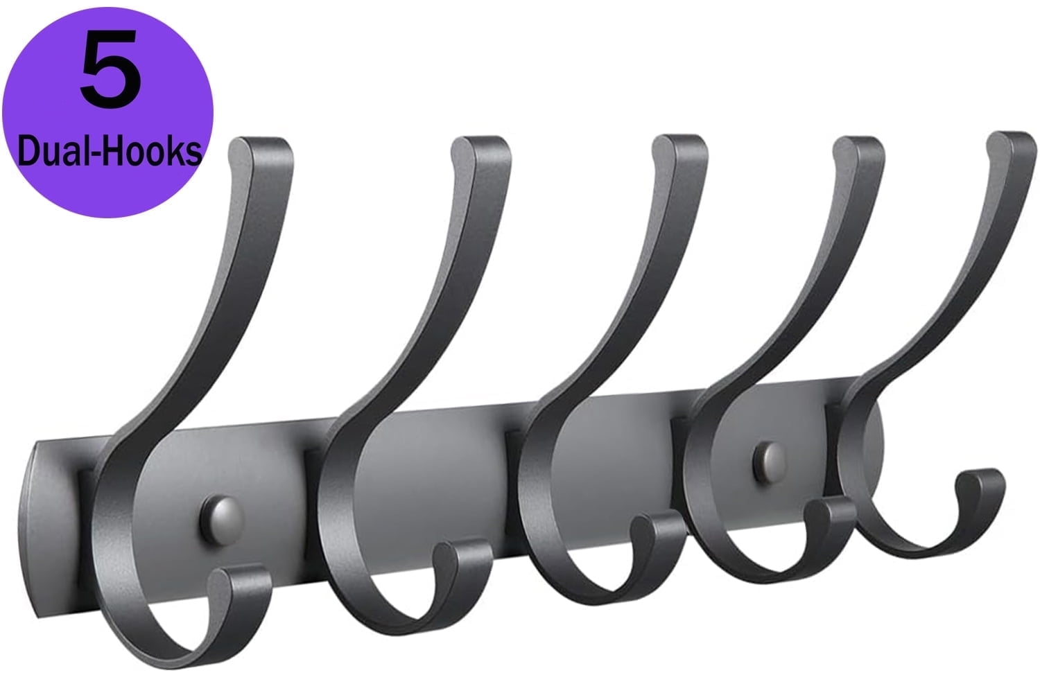 Dinosam Wall Mounted Coat Rack, Heavy Duty Black Aluminum, 10 Hooks ...