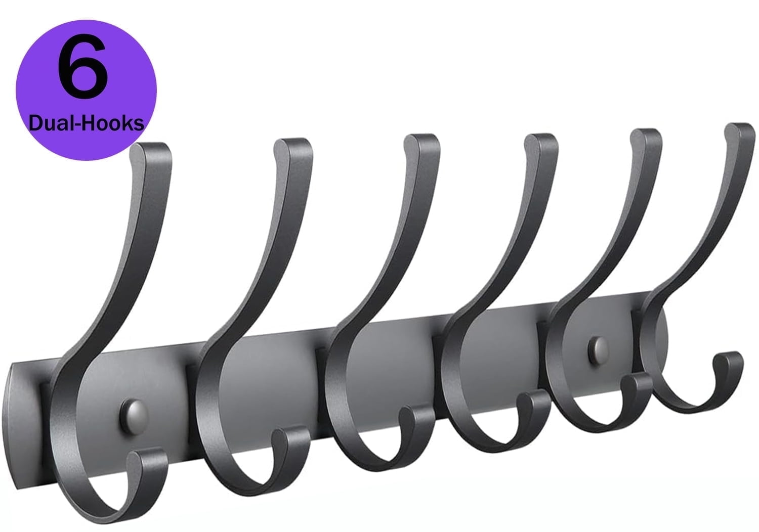 Dinosam Heavy Duty Wall Mounted Coat Rack with 12 Hooks, Black ...