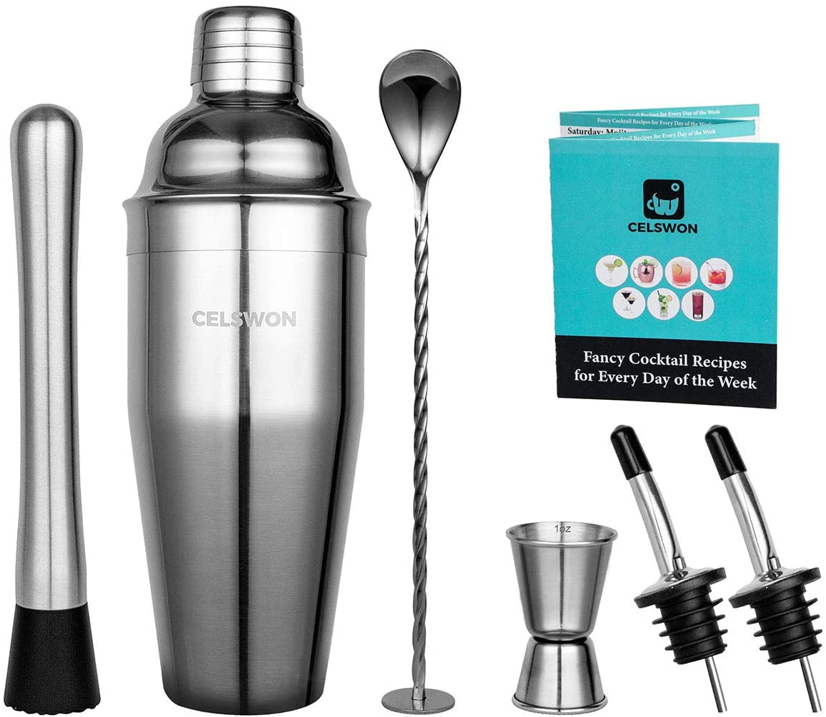 Large Cocktail Shaker Set: 24oz Stainless Steel Martini Shaker Drink ...