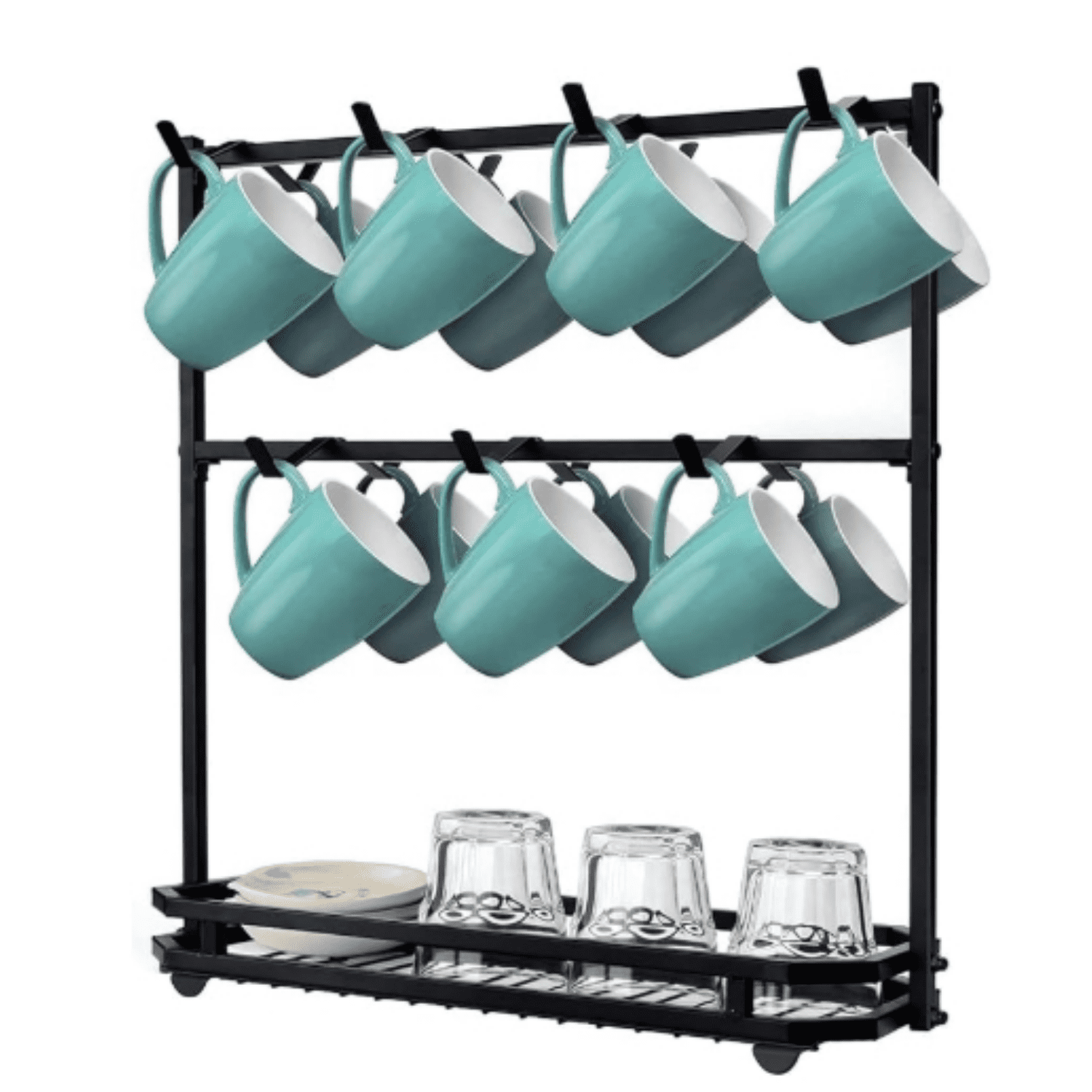 Large Coffee Mug Holder Stan Countertop, Tree Rack for 14 Mugs, 2 Tier ...