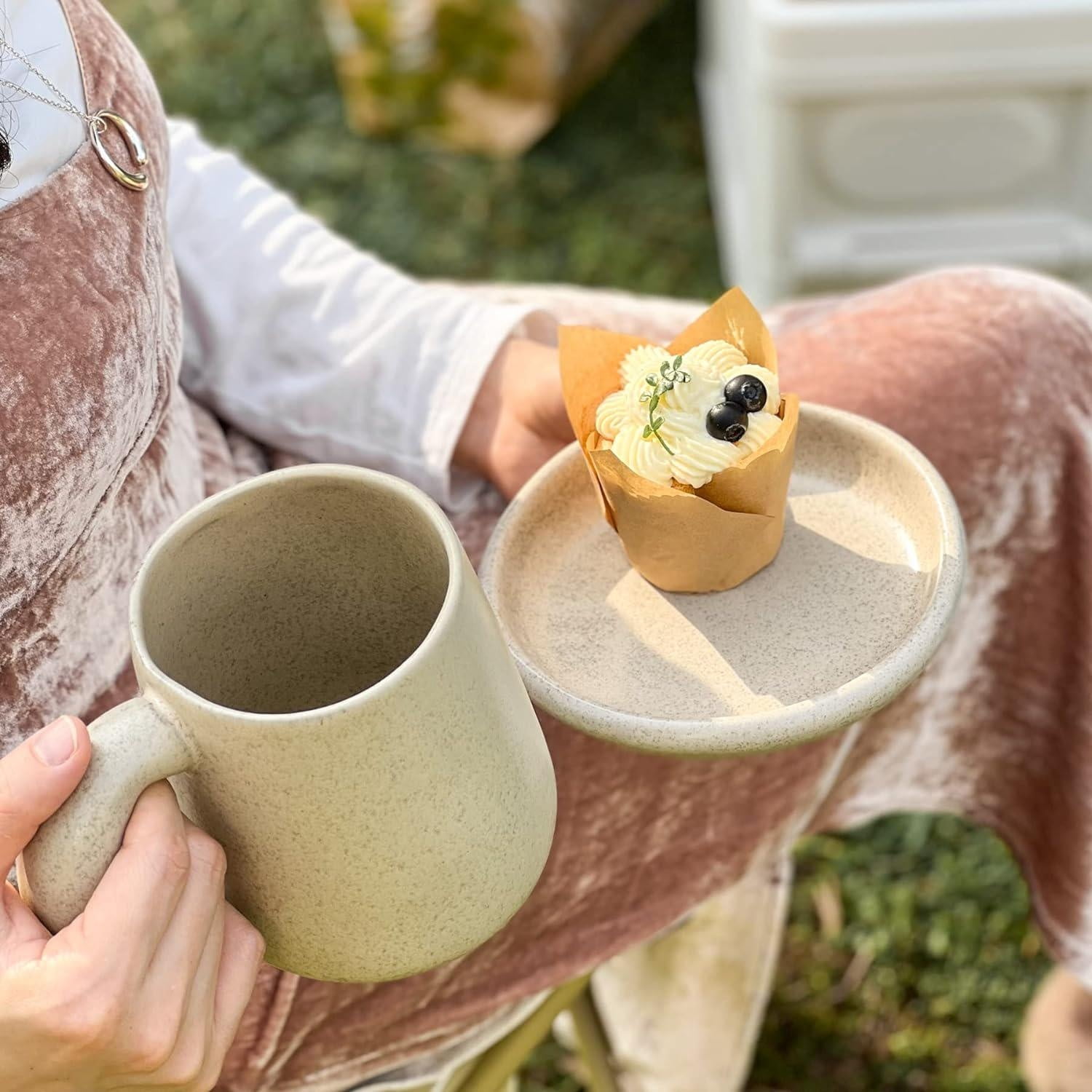 Large Coffee Mug Pottery Latte Mug Set Big Tea Cup 20oz Handmade Mugs with Jumbo Handle Set of 2 2 2 Cream Porcelain 20oz Walmart