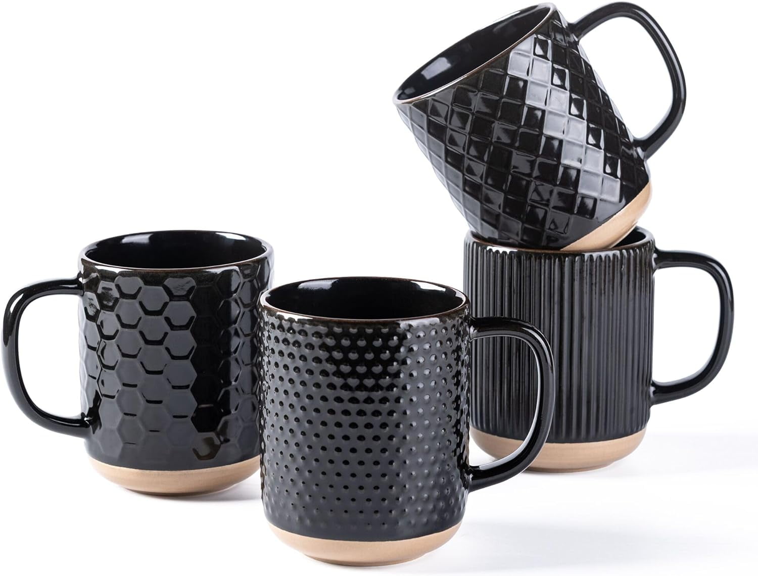 Large Coffee Mugs Set of 4, 16oz Handmade Stoneware Coffee Mugs Set ...