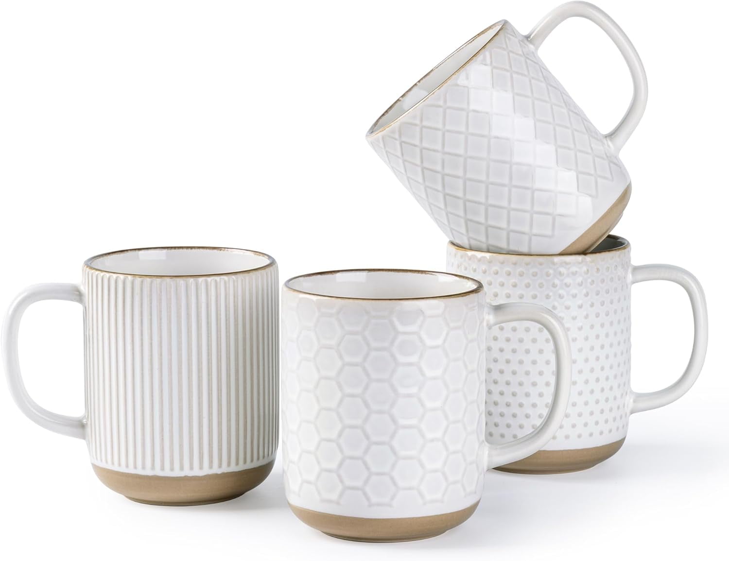 Large Coffee Mugs Set of 4, 16oz Handmade Stoneware Coffee Mugs Set ...