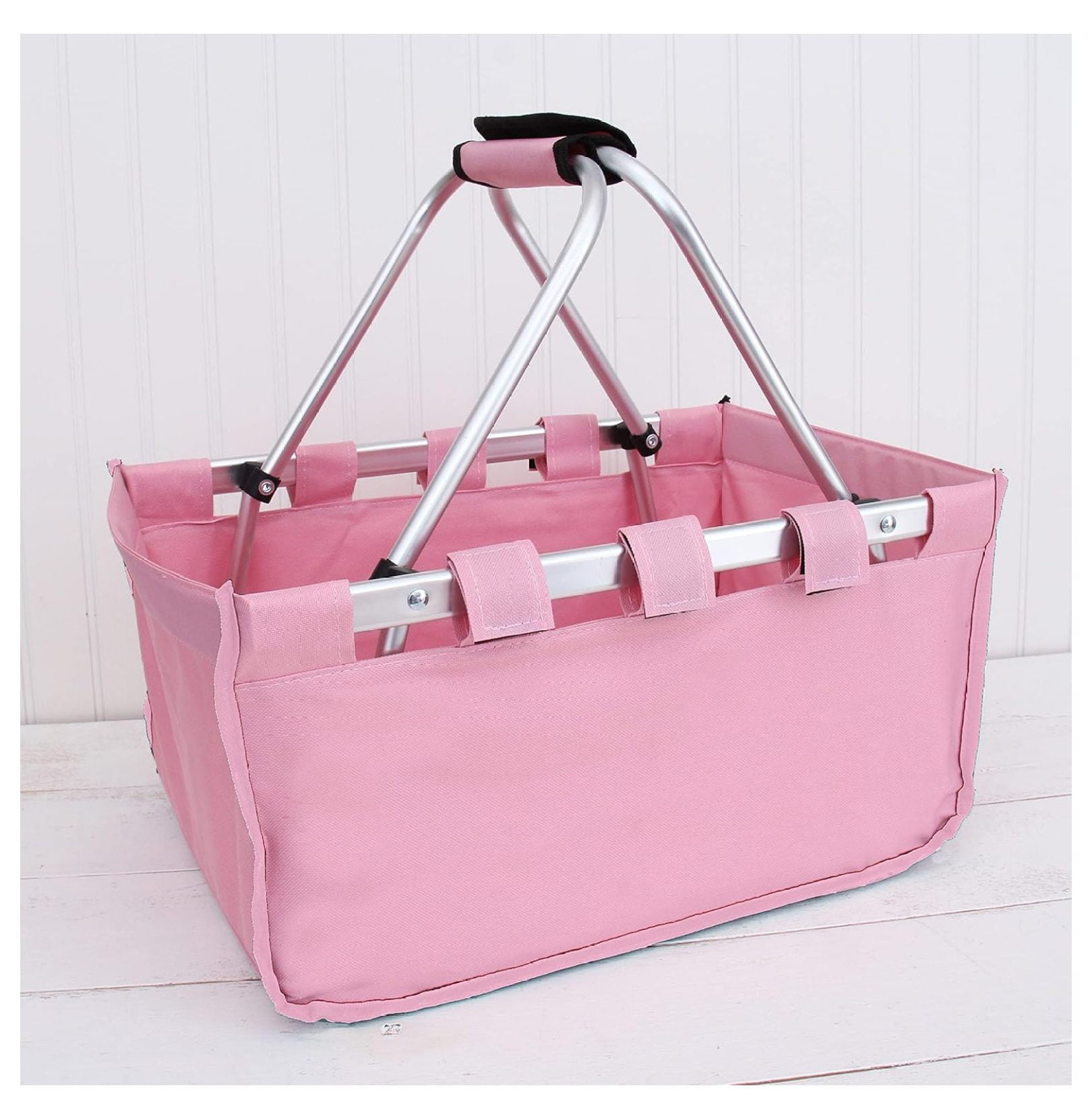 Large Collapsible Basket - Pink | Aluminum Frame | Polyester Fabric ...