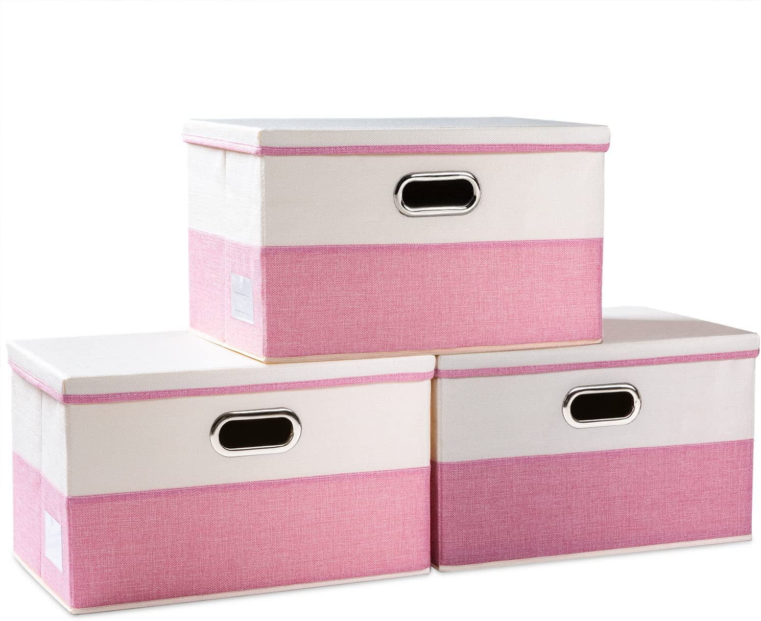 Large Collapsible Storage Bins With Lids [3 Pack] Fabric Foldable