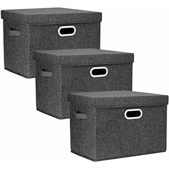 Large Collapsible Storage Bins with Lids, Organization Bins for Closet ...