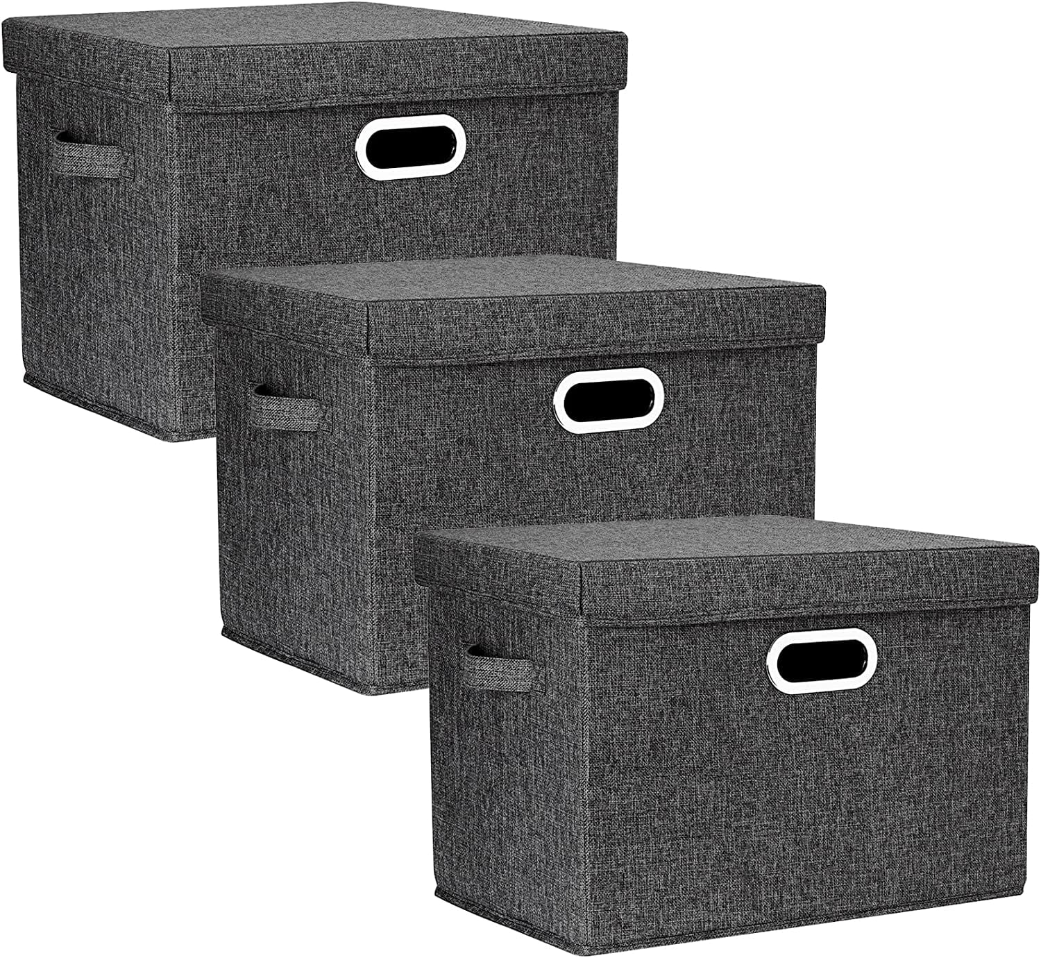 Large Collapsible Storage Bins with Lids, Organization Bins for Closet ...