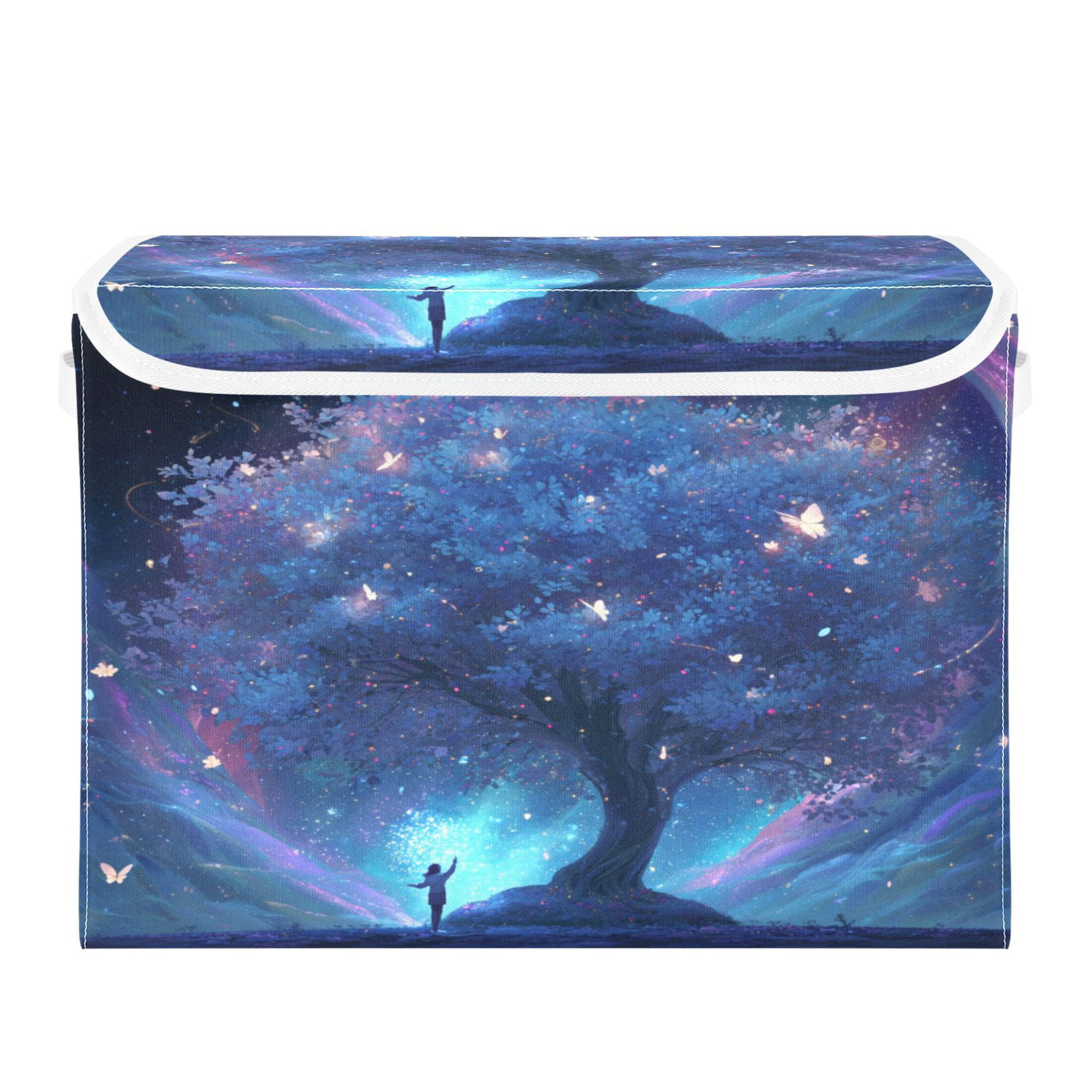 Large Collapsible Storage Box Flip Lid Fabric Decorative Organizer ...