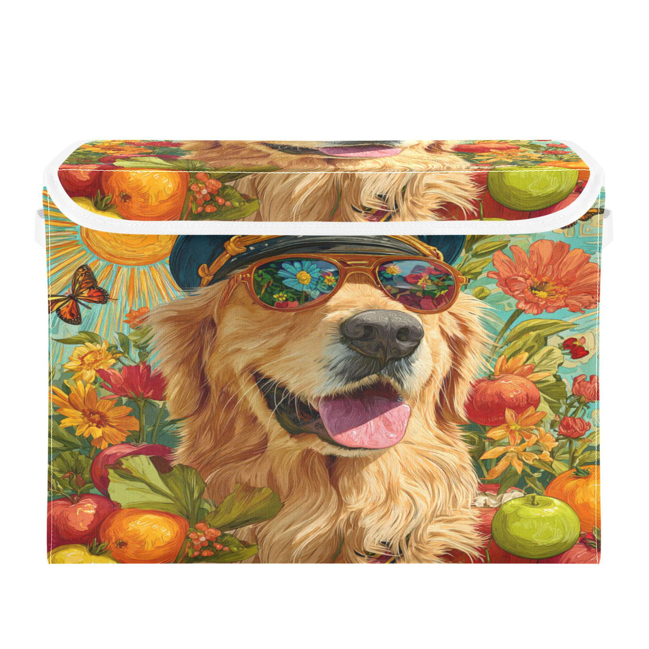 Large Collapsible Storage Box Flip Lid Fabric Decorative Organizer ...