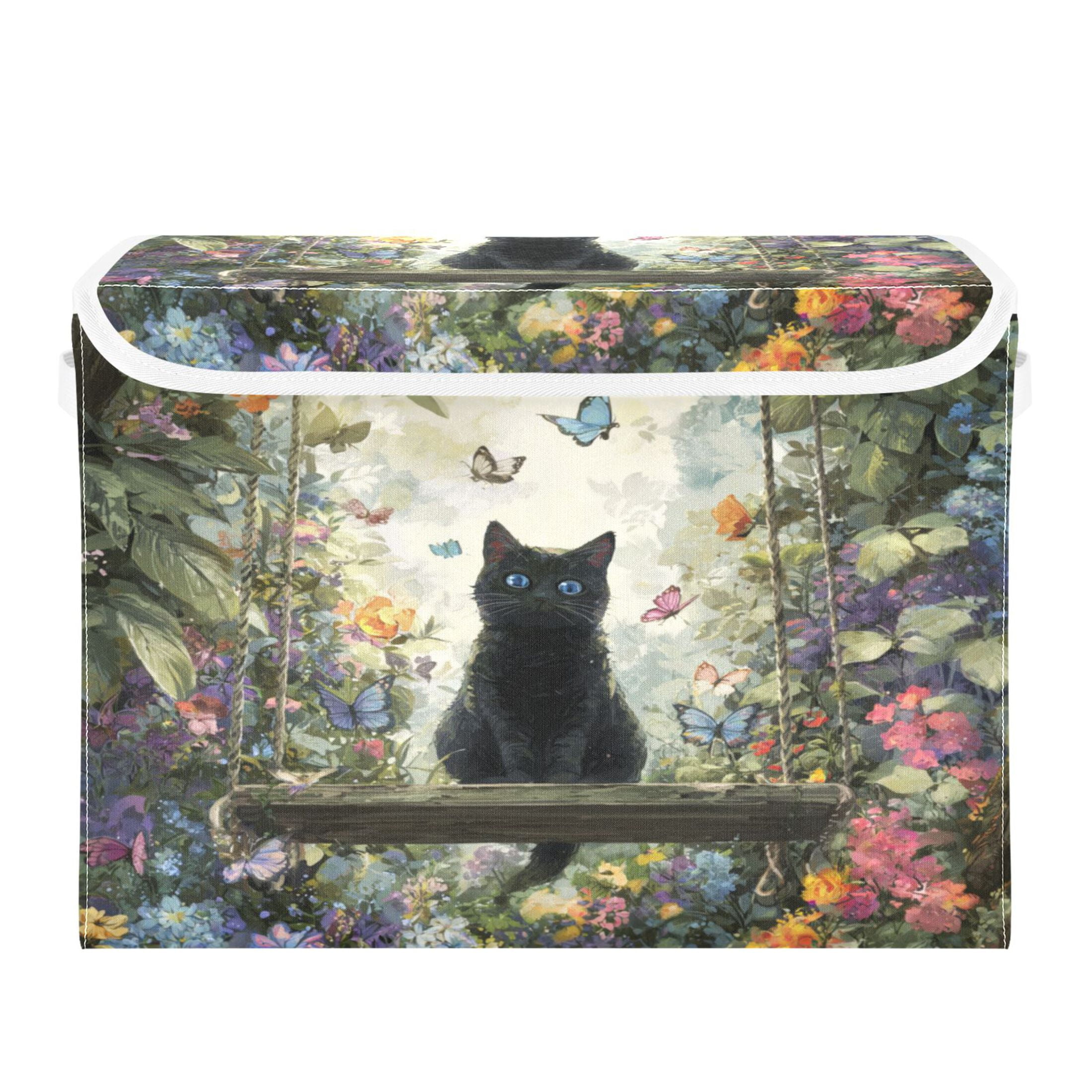 Large Collapsible Storage Box Flip Lid Fabric Decorative Organizer ...