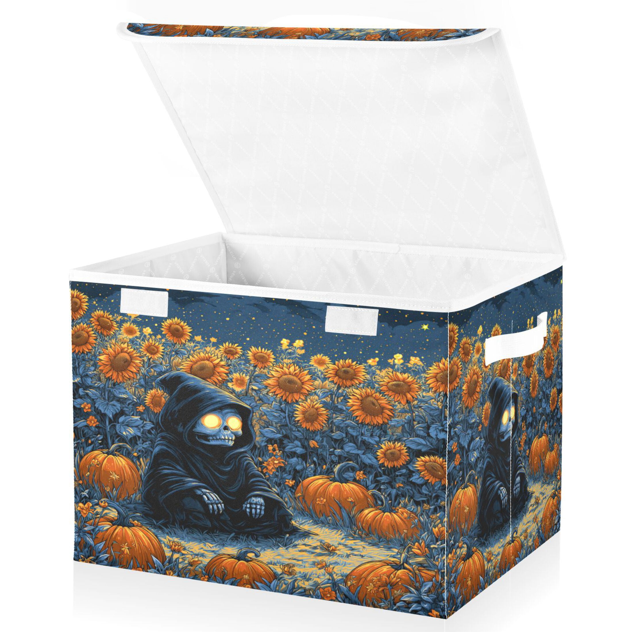 Large Collapsible Storage Box Flip Lid Fabric Decorative Organizer ...