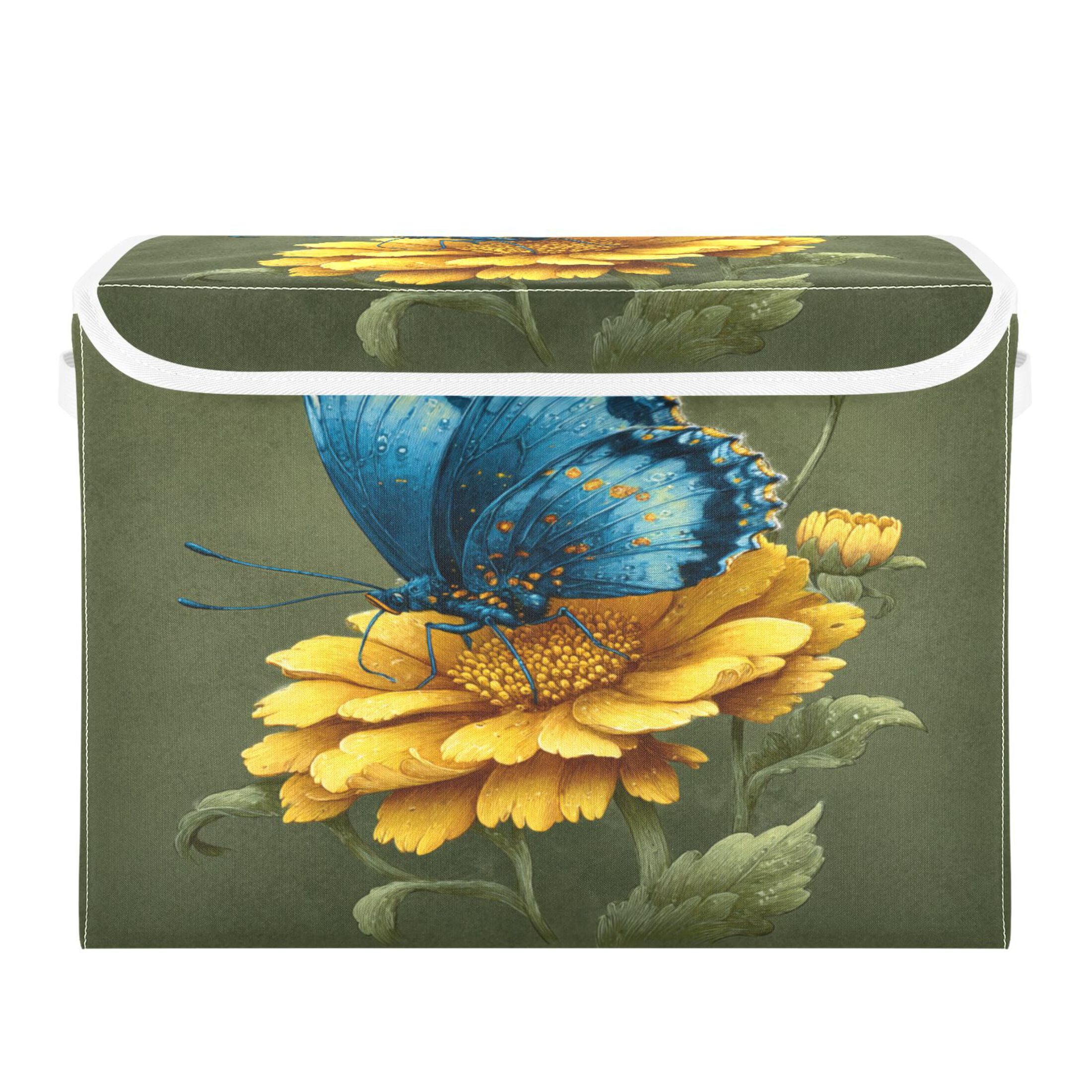 Large Collapsible Storage Box Flip Lid Fabric Decorative Organizer ...