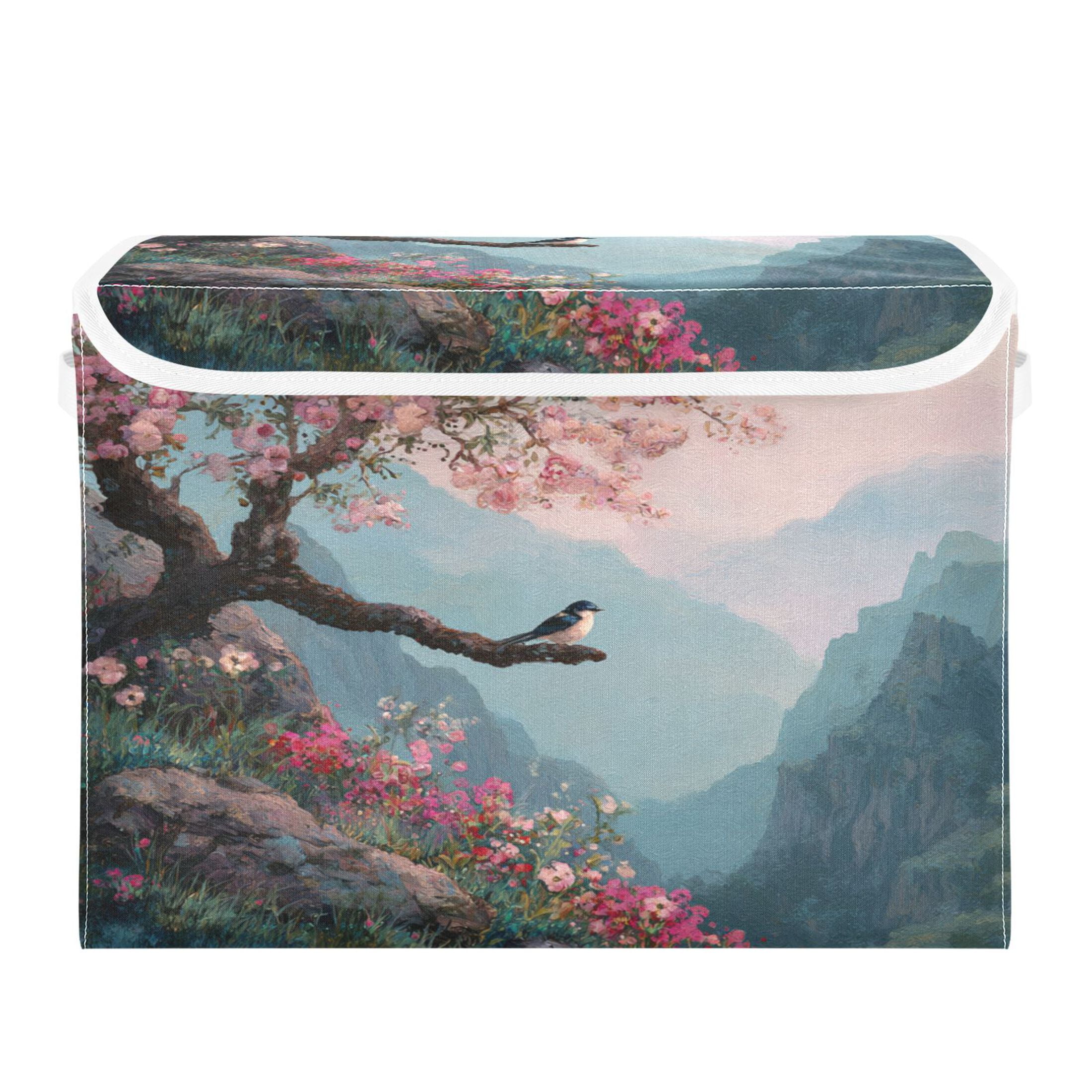 Large Collapsible Storage Box Flip Lid Fabric Decorative Organizer ...