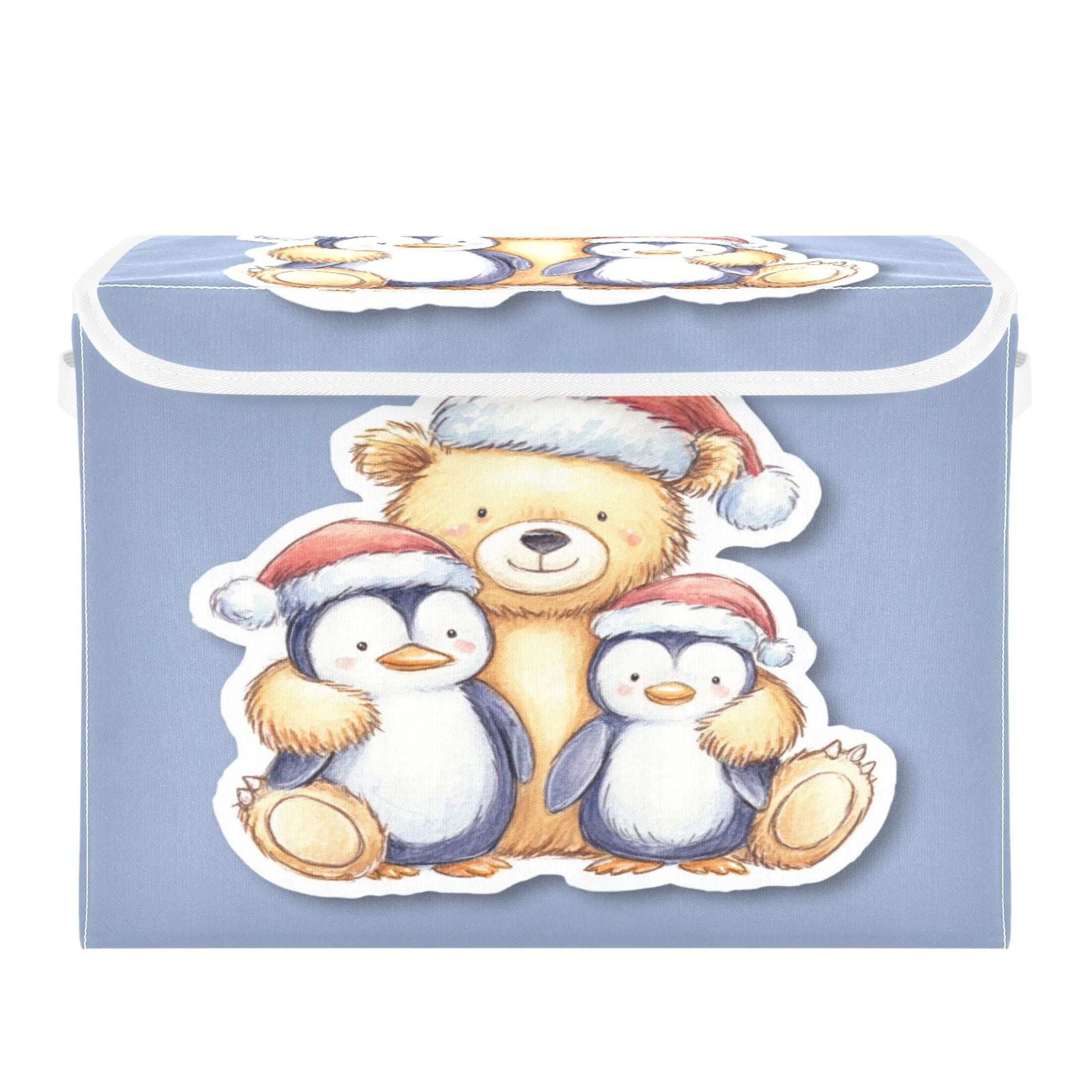 Large Collapsible Storage Box Flip Lid Fabric Decorative Organizer ...