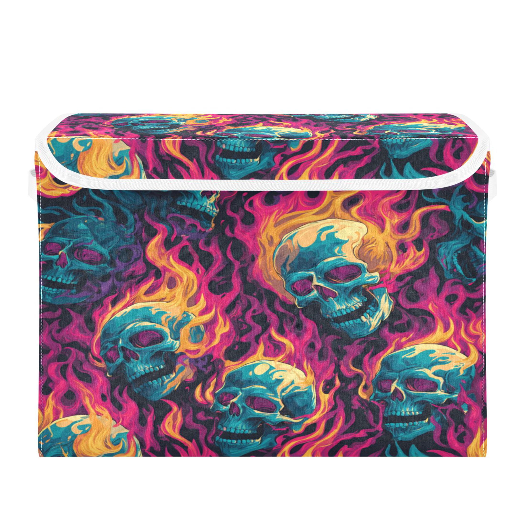 Large Collapsible Storage Box Flip Lid Fabric Decorative Organizer ...