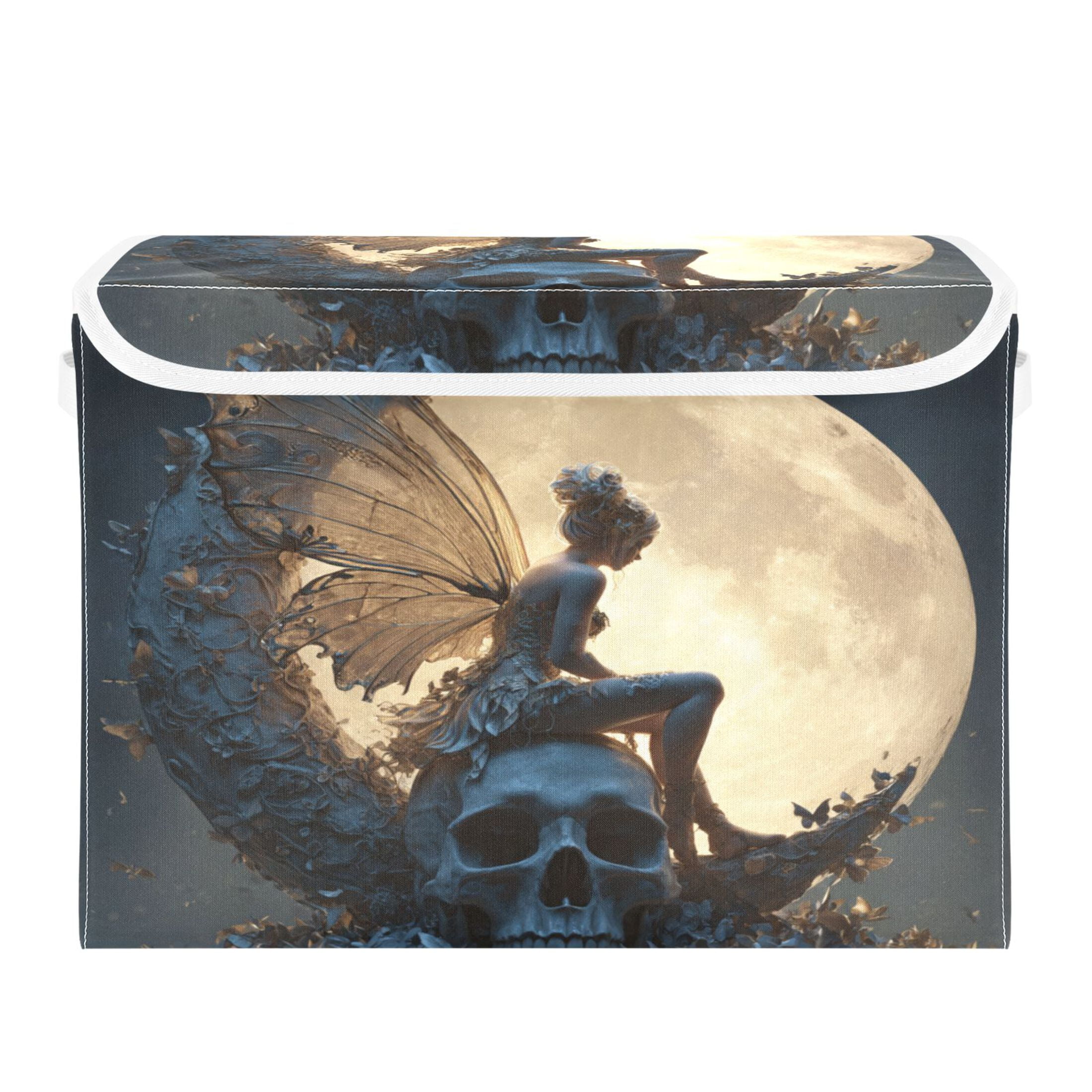 Large Collapsible Storage Box Flip Lid Fabric Decorative Organizer ...