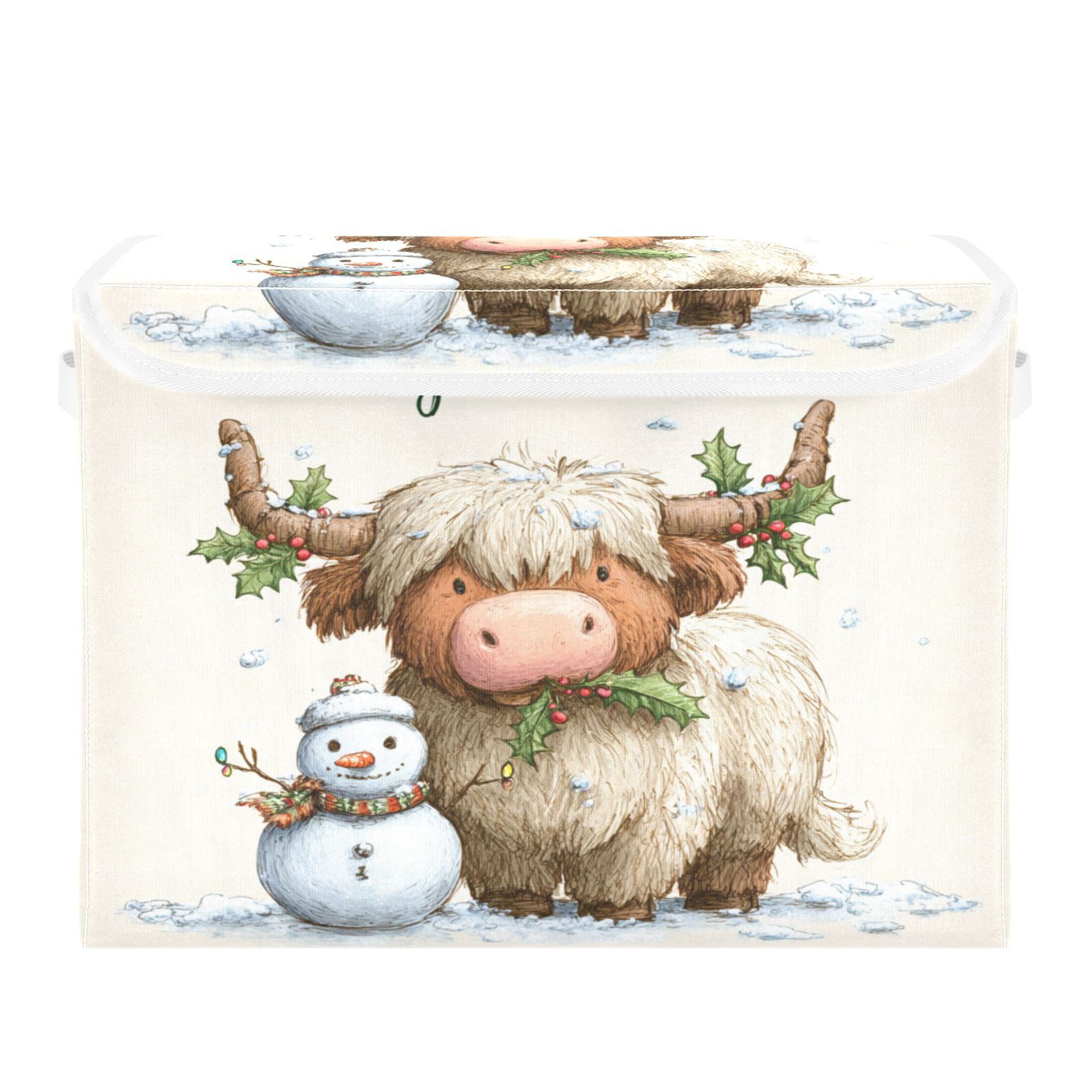 Large Collapsible Storage Box Flip Lid Fabric Decorative Organizer ...