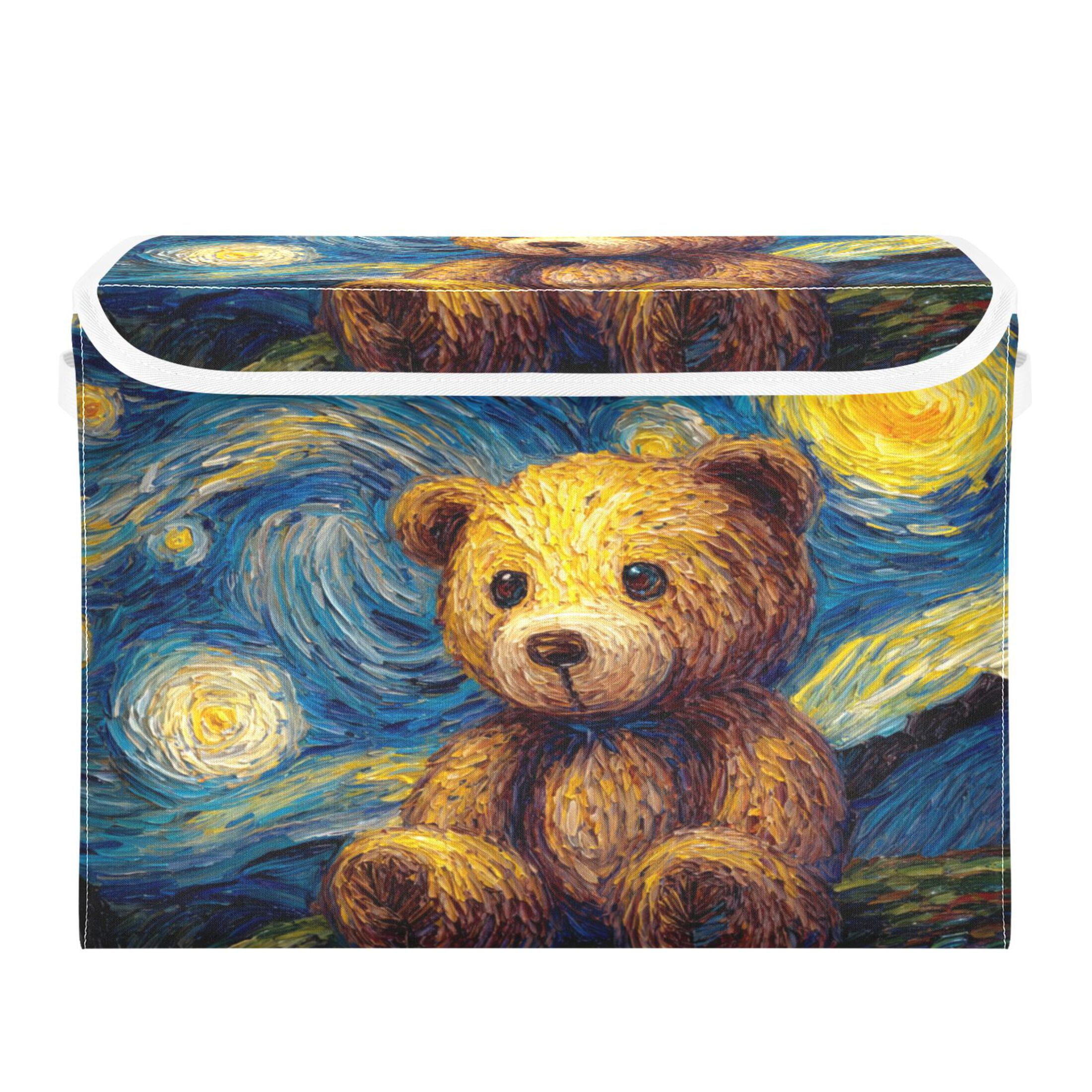 Large Collapsible Storage Box Flip Lid Fabric Decorative Organizer ...