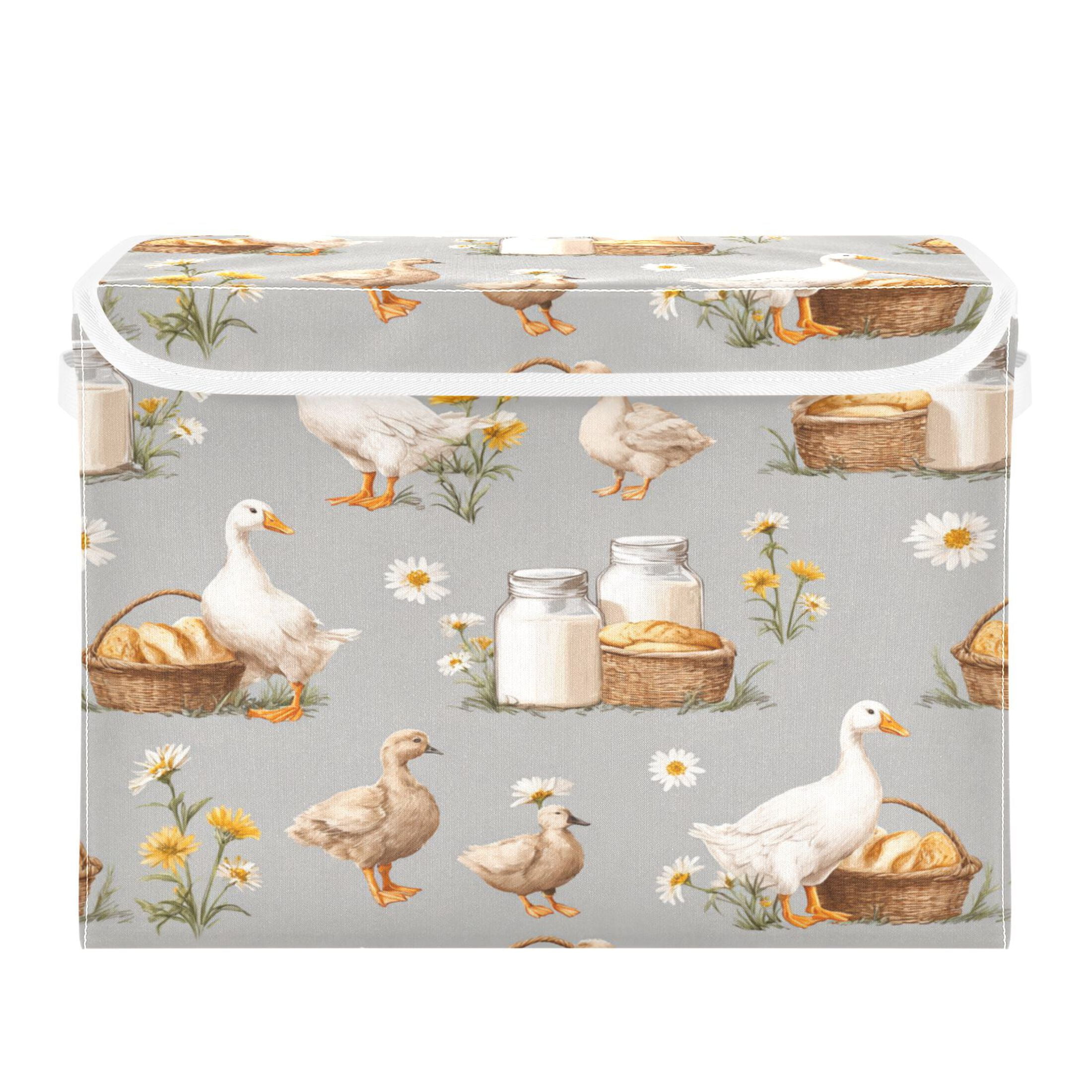 Large Collapsible Storage Box Flip Lid Fabric Decorative Organizer ...