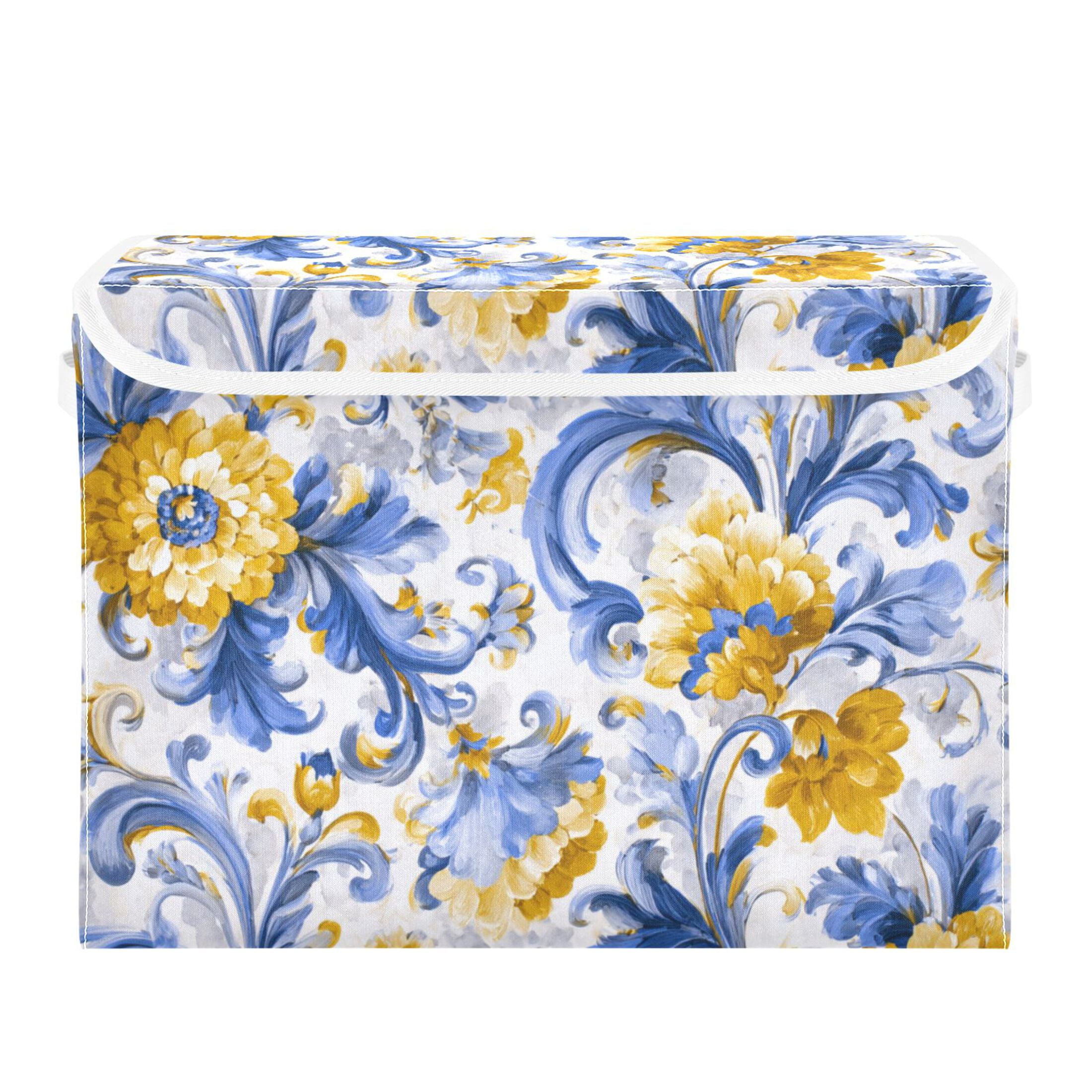 Large Collapsible Storage Box Flip Lid Fabric Decorative Organizer ...