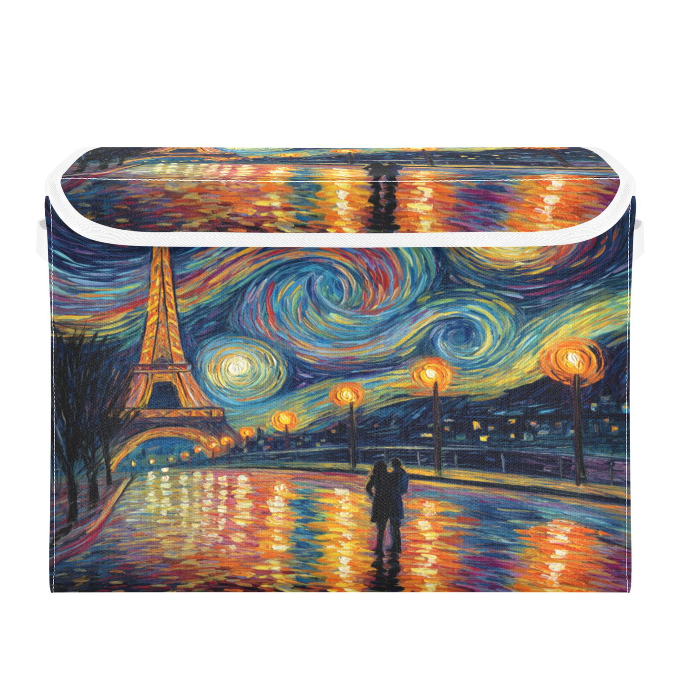 Large Collapsible Storage Box Flip Lid Fabric Decorative Organizer ...