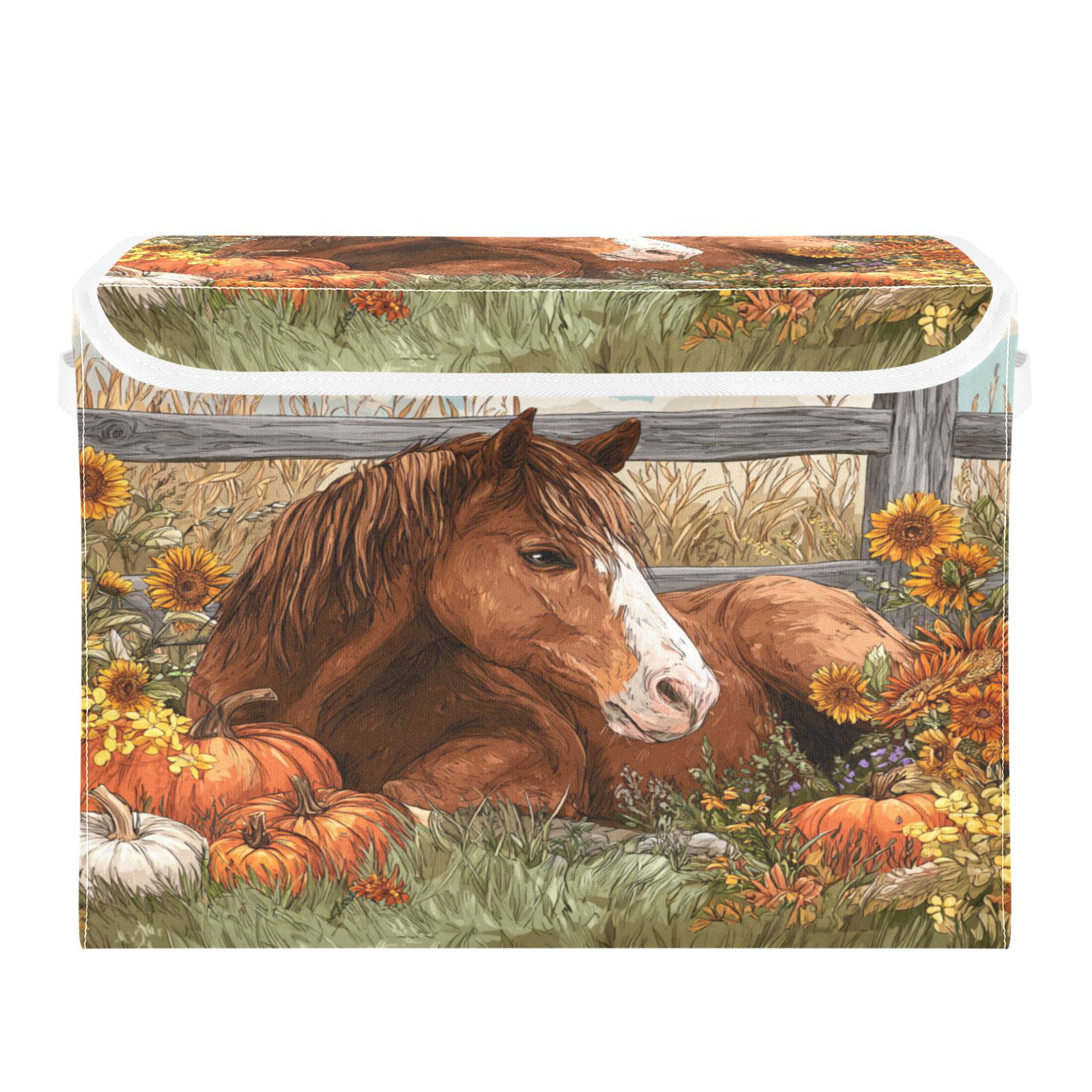Large Collapsible Storage Box Flip Lid Fabric Decorative Organizer ...