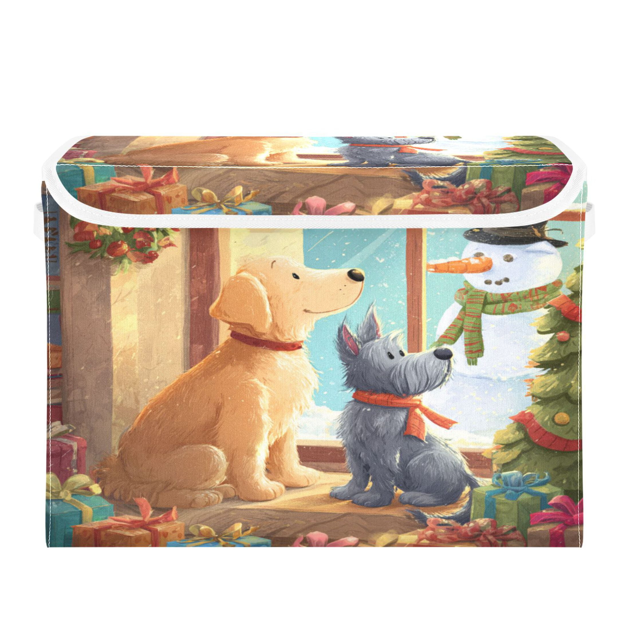 Large Collapsible Storage Box Flip Lid Fabric Decorative Organizer ...