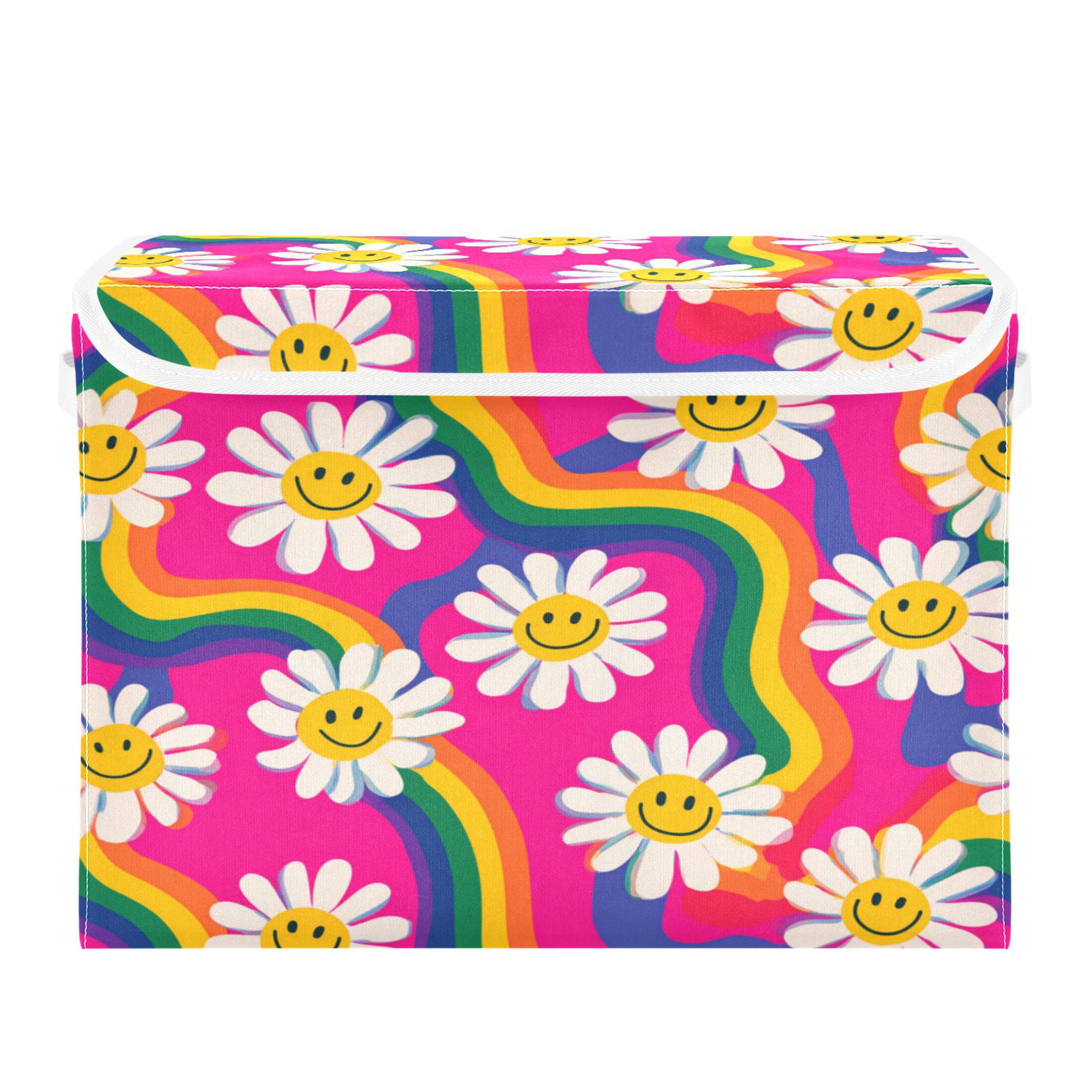 Large Collapsible Storage Box Flip Lid Fabric Decorative Organizer ...