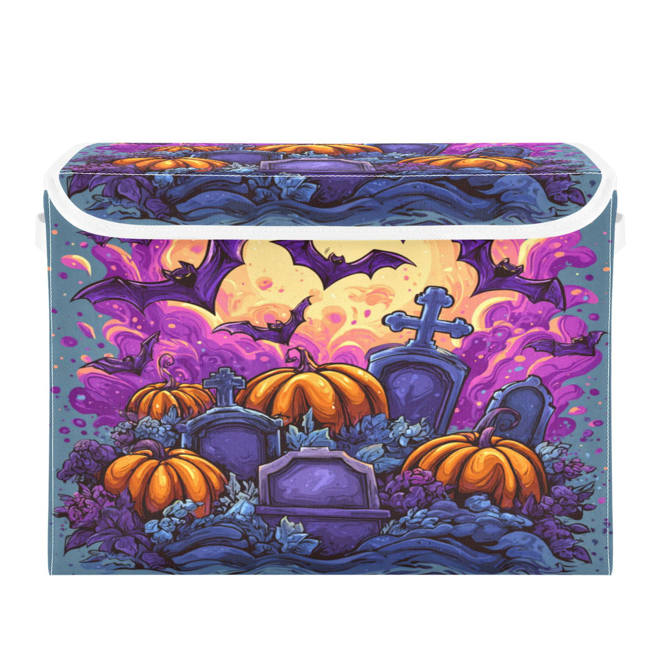 Large Collapsible Storage Box Flip Lid Fabric Decorative Organizer ...