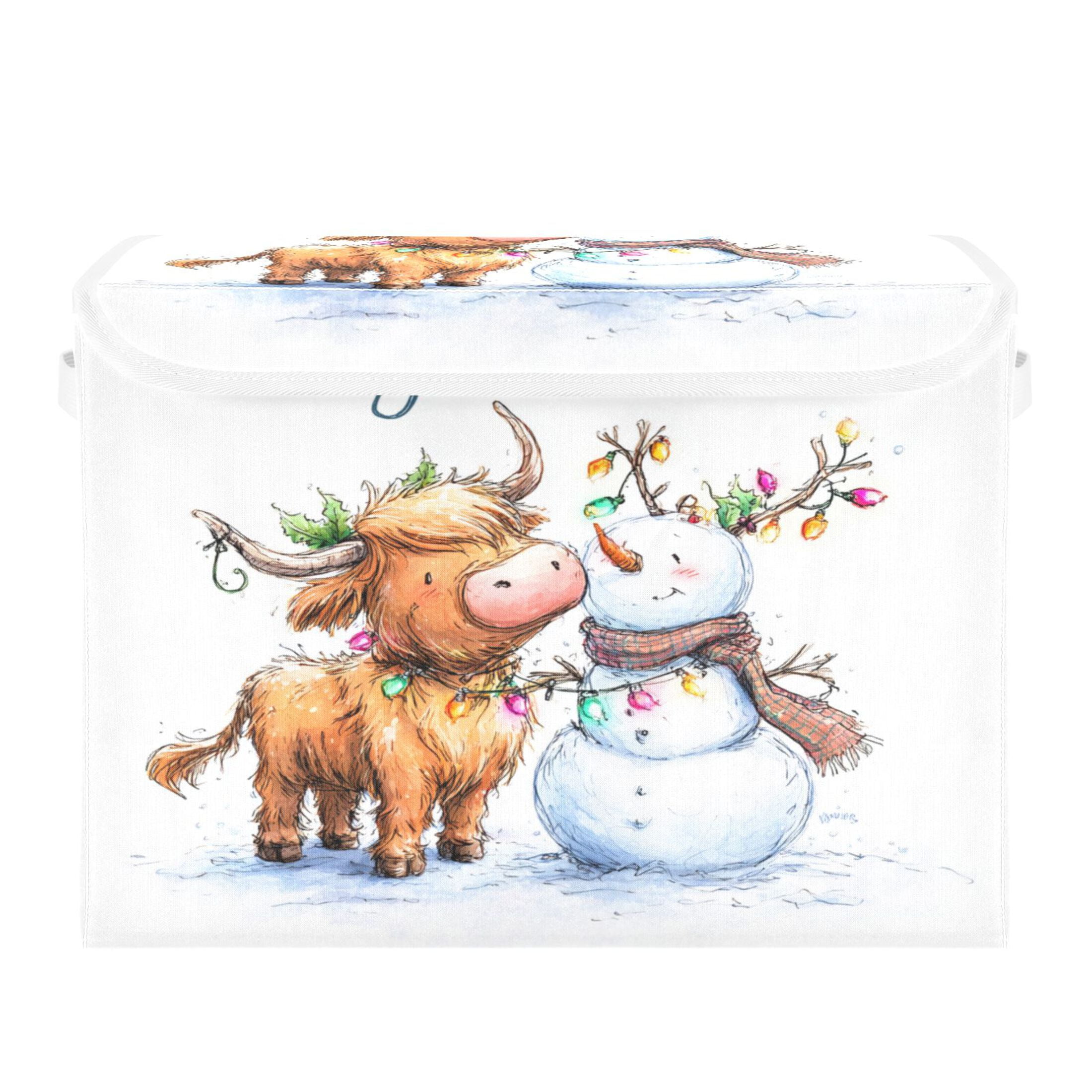 Large Collapsible Storage Box Flip Lid Fabric Decorative Organizer ...