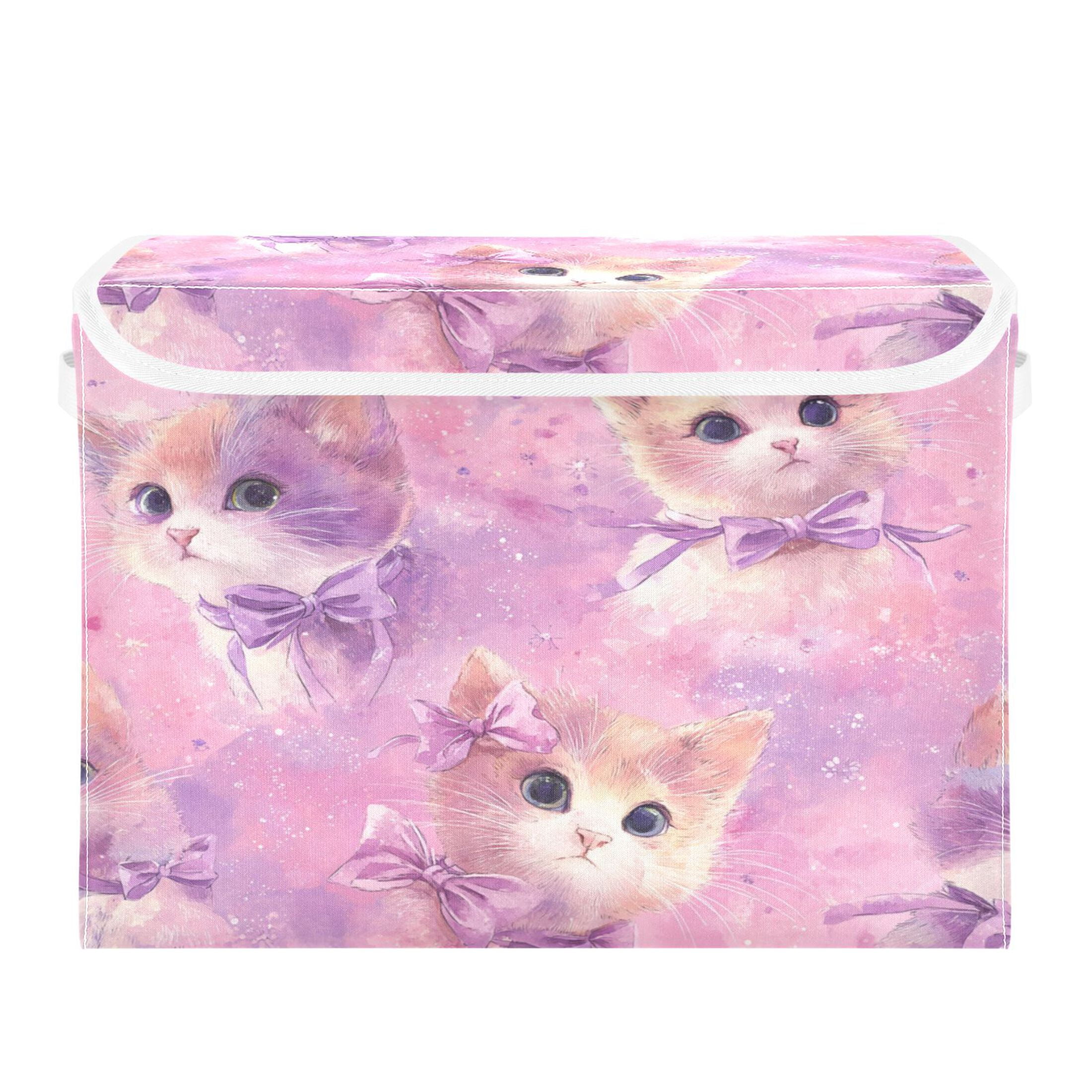 Large Collapsible Storage Box Flip Lid Fabric Decorative Organizer ...
