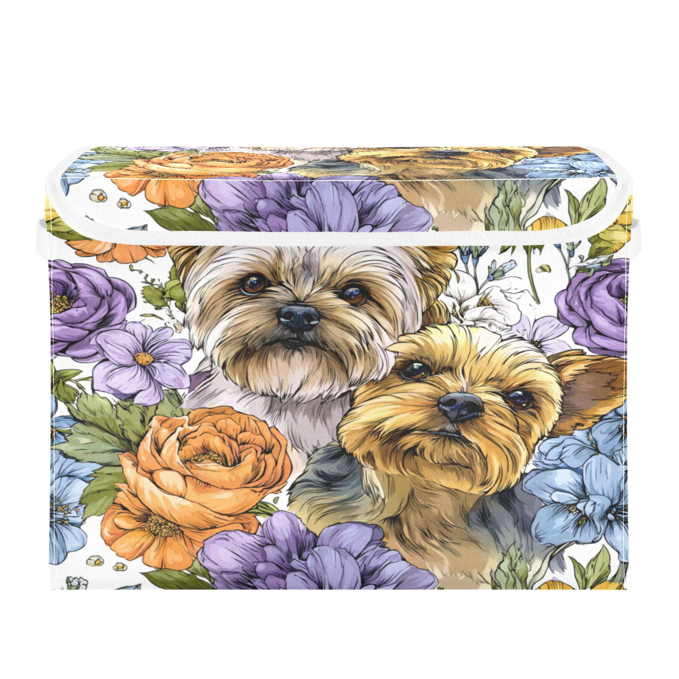 Large Collapsible Storage Box Flip Lid Fabric Decorative Organizer ...