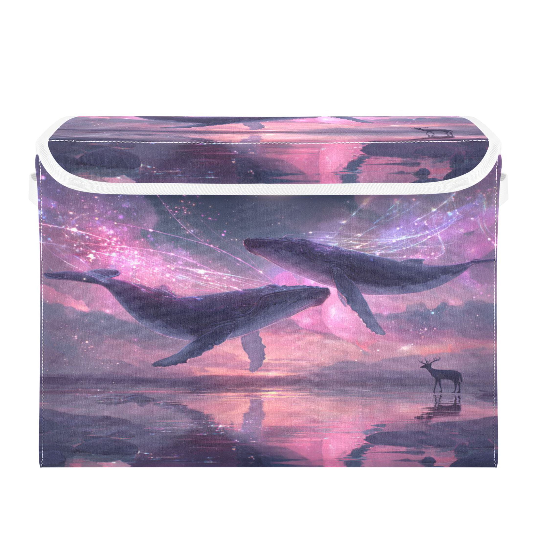 Large Collapsible Storage Box Flip Lid Fabric Decorative Organizer ...