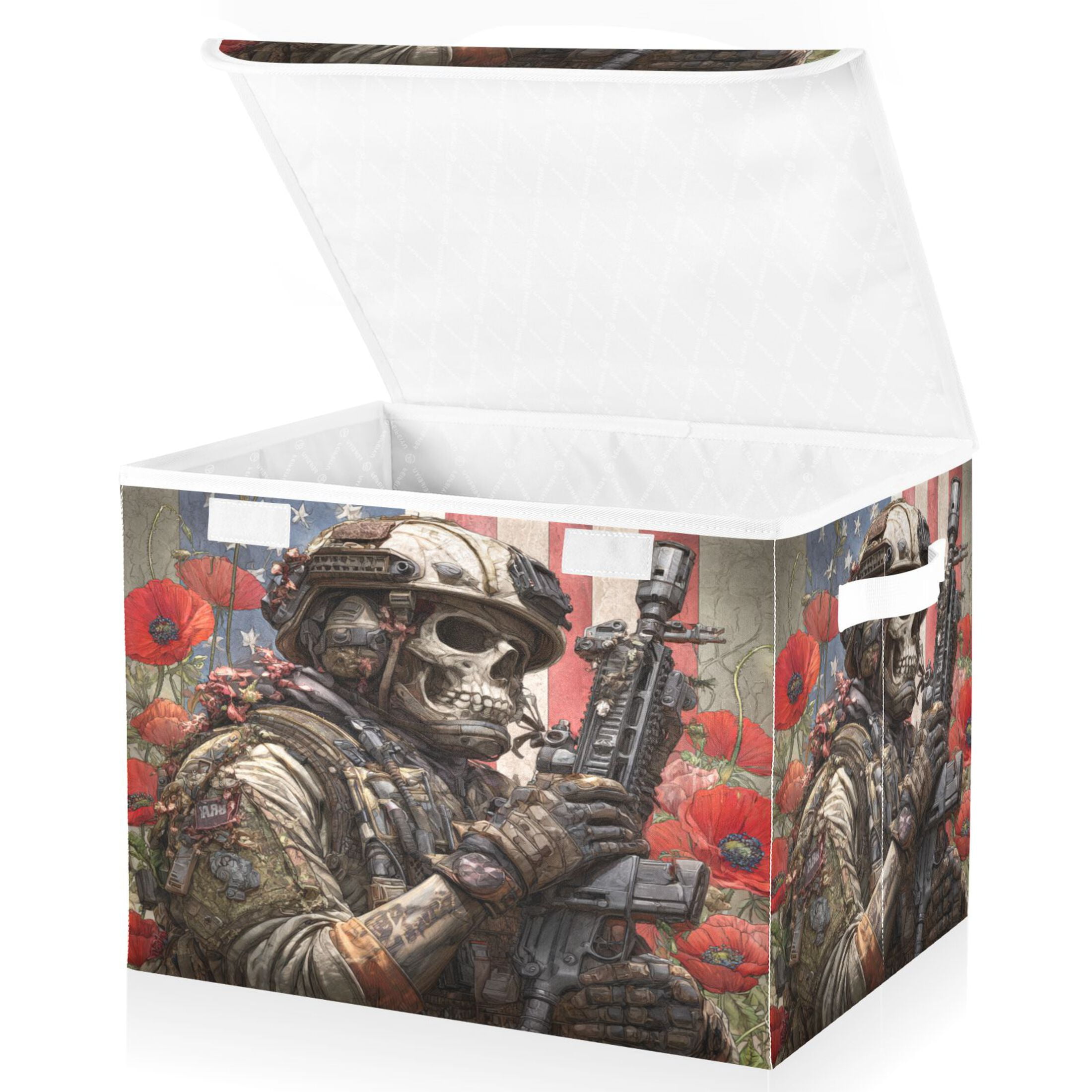 Large Collapsible Storage Box Flip Lid Fabric Decorative Organizer ...