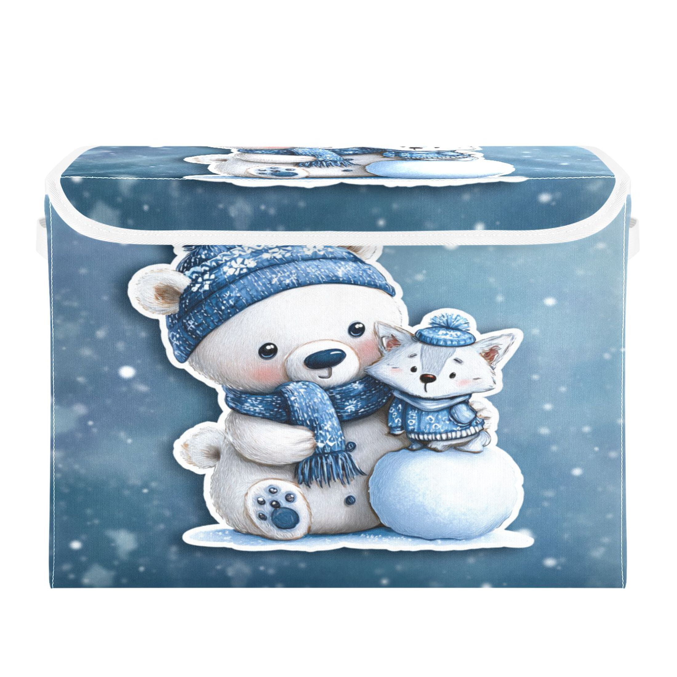 Large Collapsible Storage Box Flip Lid Fabric Decorative Organizer ...