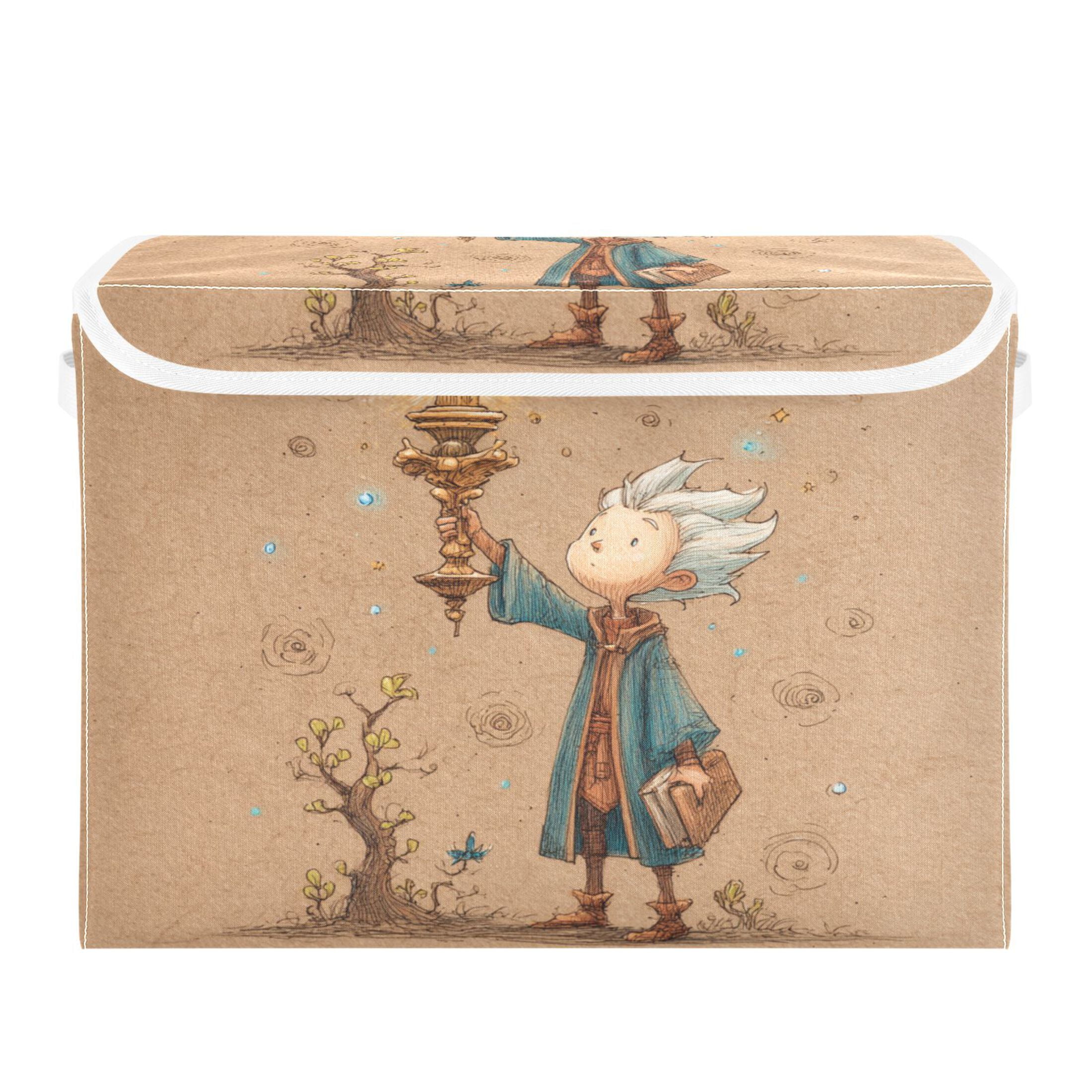 Large Collapsible Storage Box Flip Lid Fabric Decorative Organizer ...