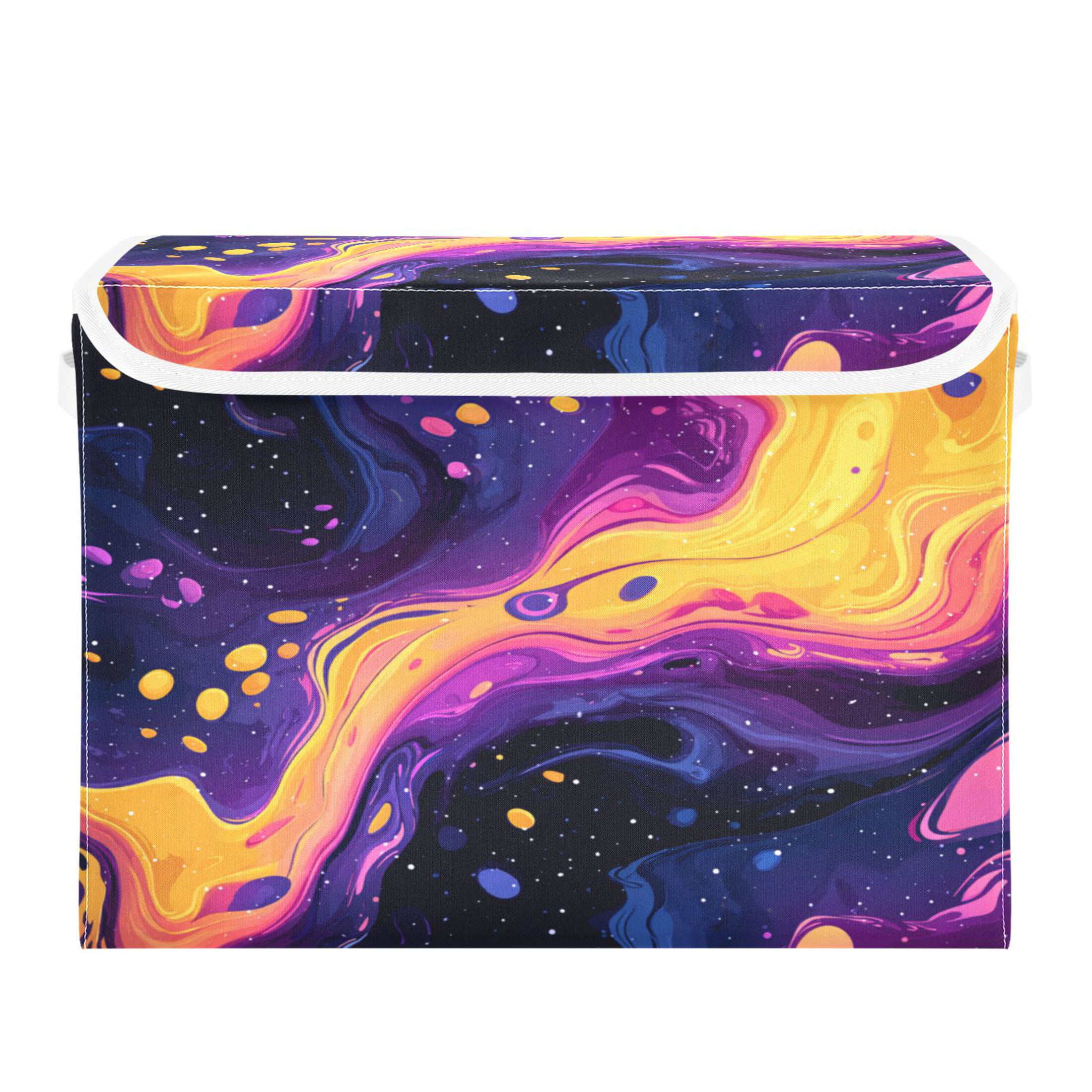 Large Collapsible Storage Box Flip Lid Fabric Decorative Organizer ...